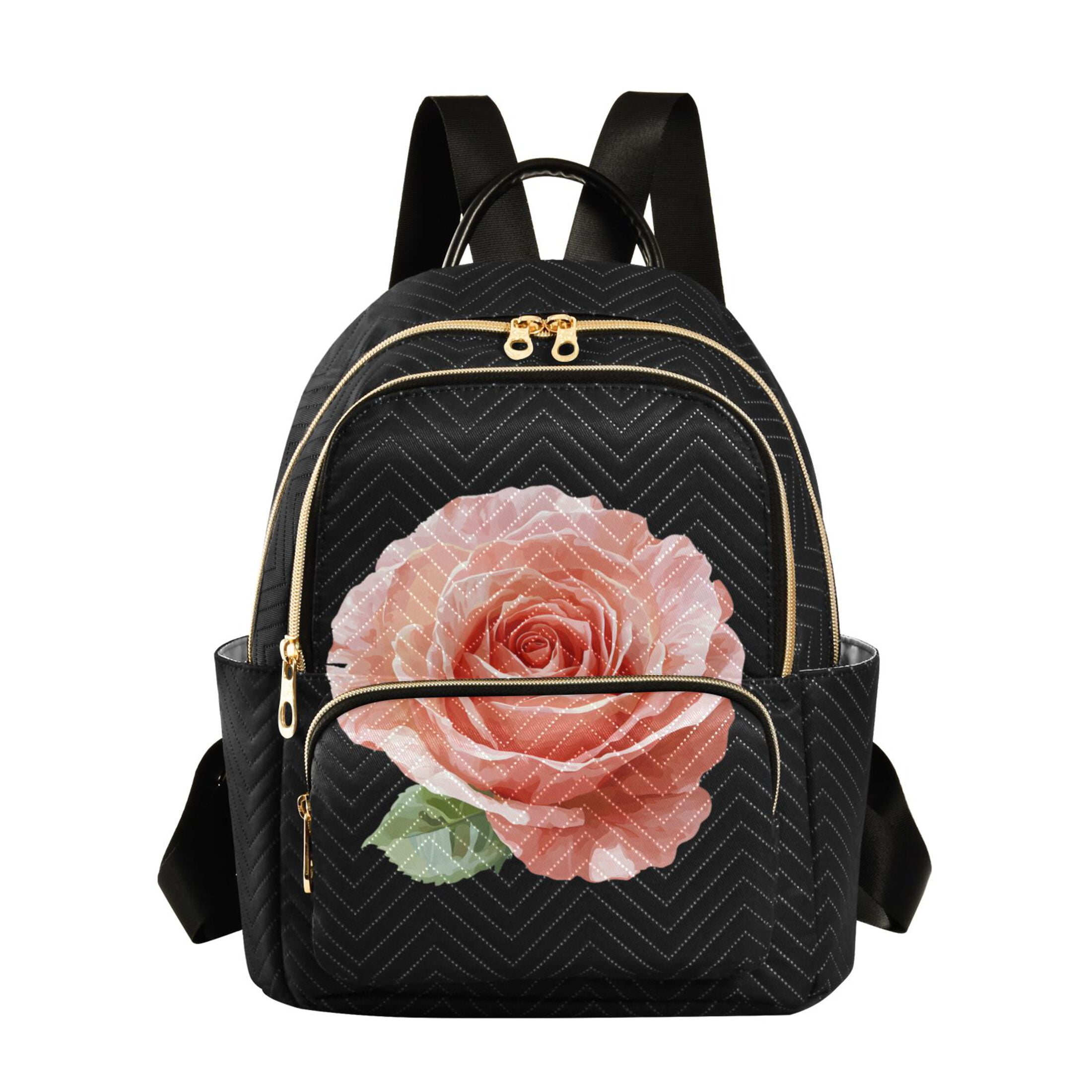 ALAZA Black Elegant Flower Womens Travel Laptop Backpack Large Daypack ...