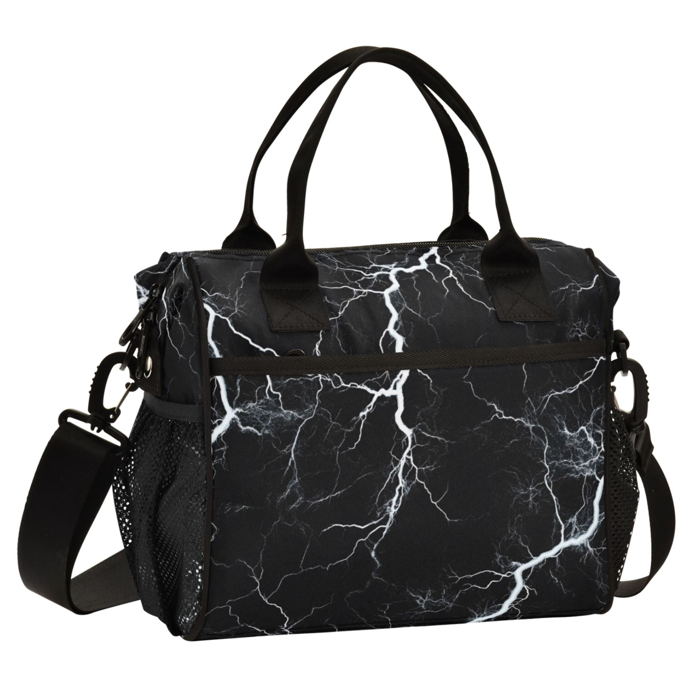 ALAZA Black Marble Print Cooler Lunch Bag Insulated Reusable Lunch Tote ...