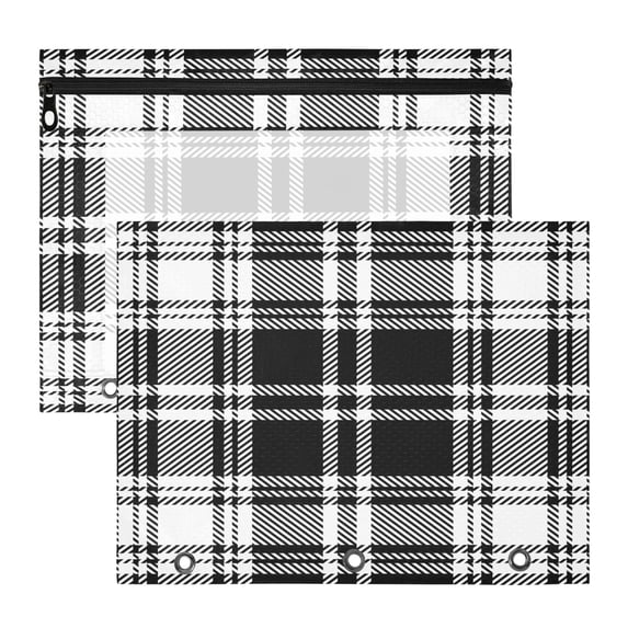 ALAZA Black and White Plaid Pattern Grid Pattern Pencil Pouch 3 Ring ...