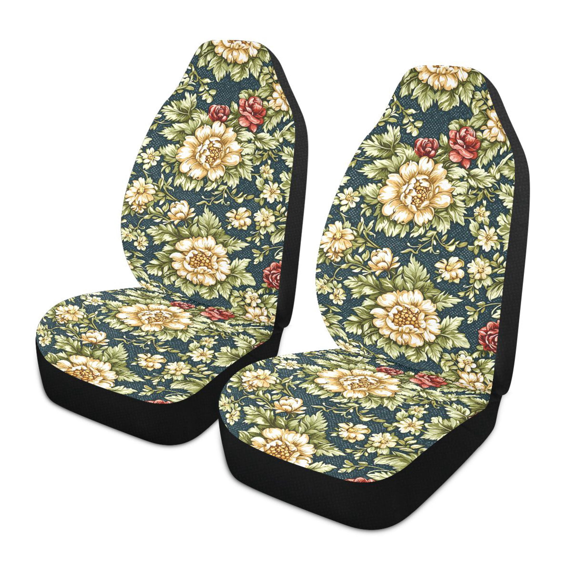 ALAZA Bloom Flower Car Seat Covers 2 PCs Universal Auto Front Seats ...