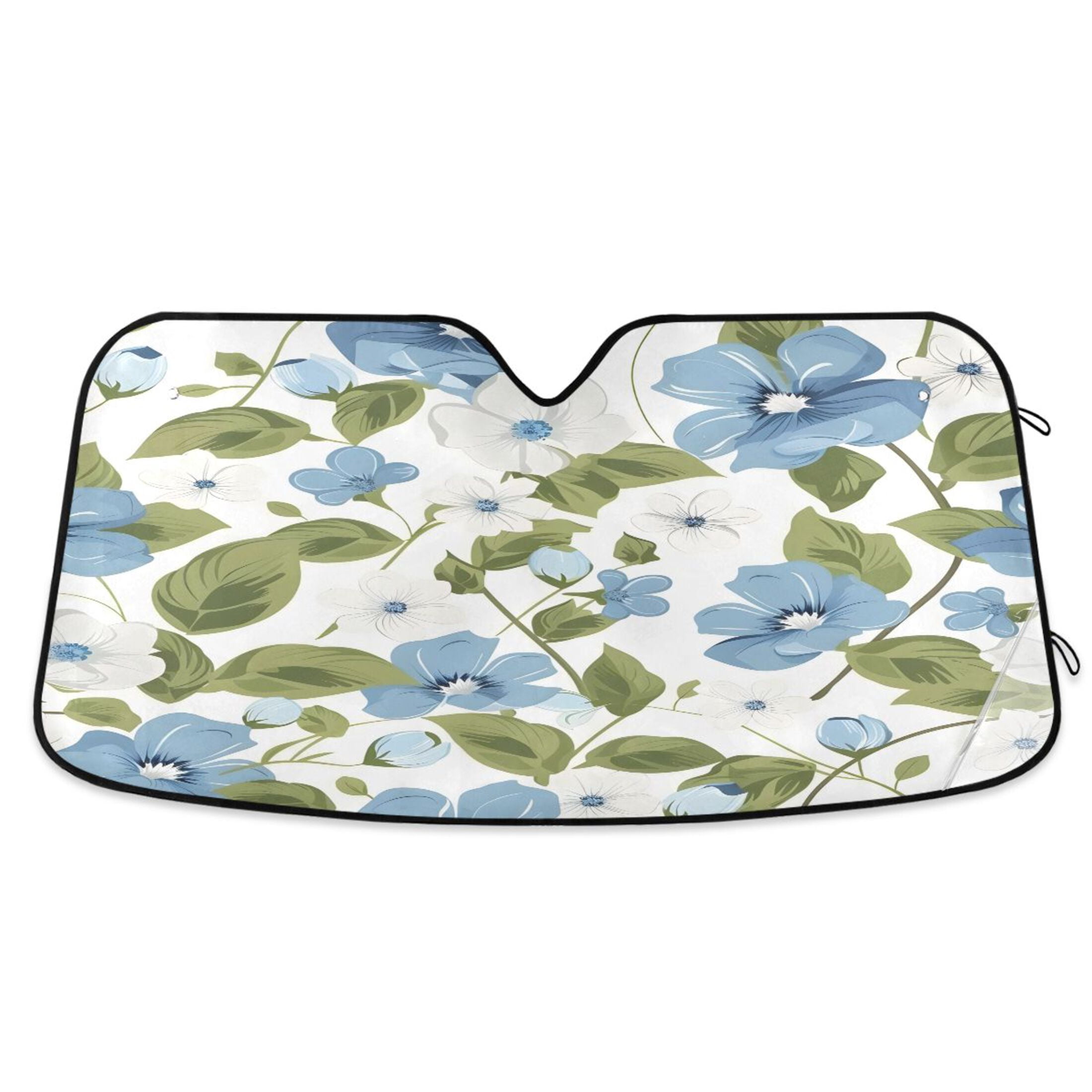 ALAZA Blue Blooming Flower Windshield Sun Shade Car Foldable Sun Visor ...