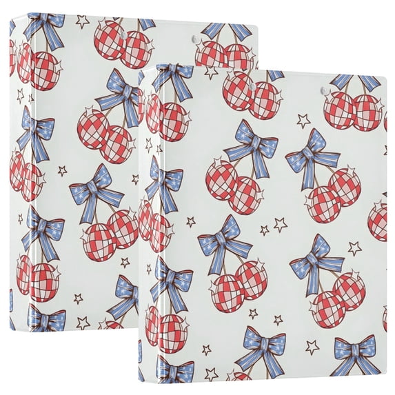 ALAZA Blue Bows Disco Balls Hardcover 3 Ring Binder 1.5" D-Rings with ...