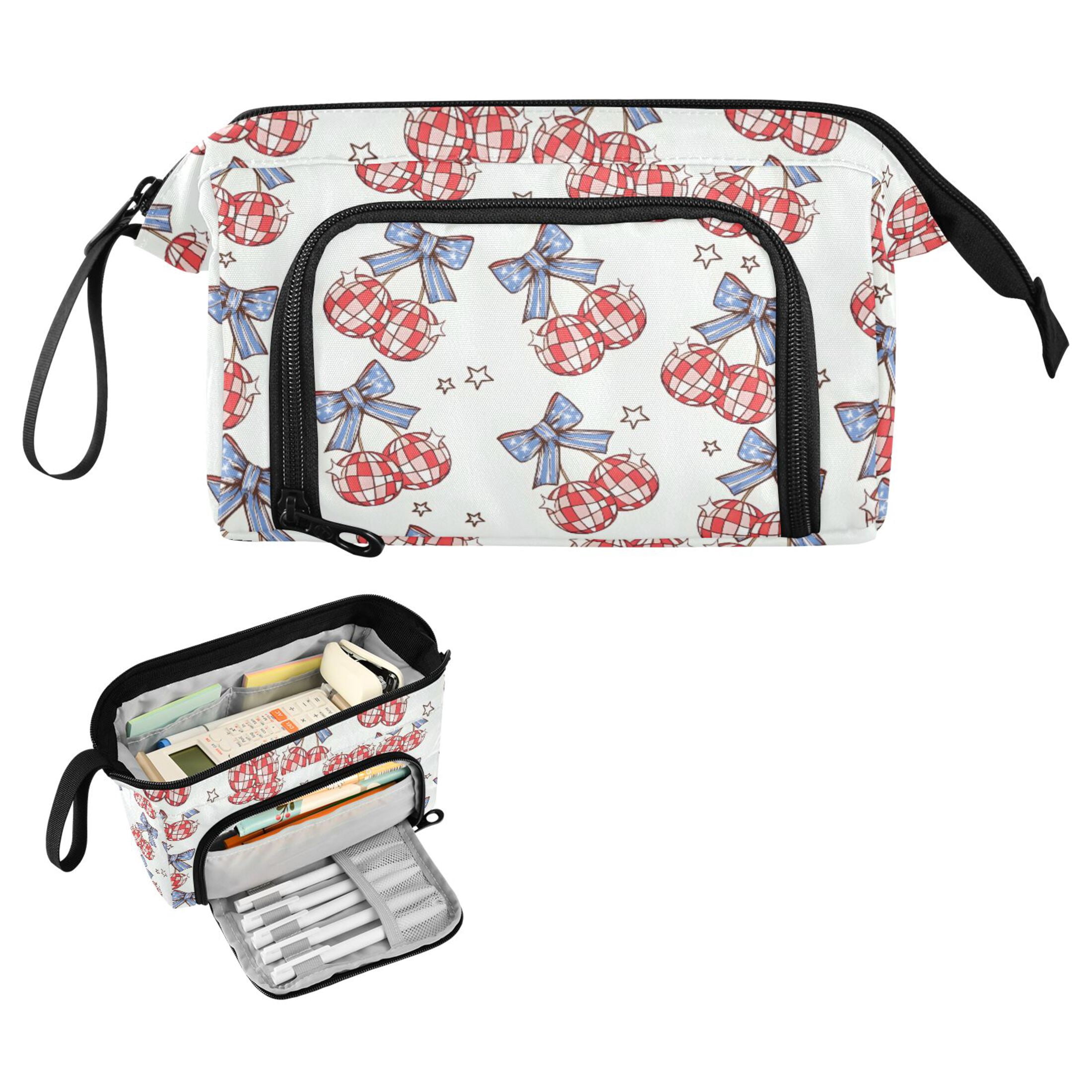 ALAZA Blue Bows Disco Balls Pencil Pouch Big Capacity Pencil Case ...
