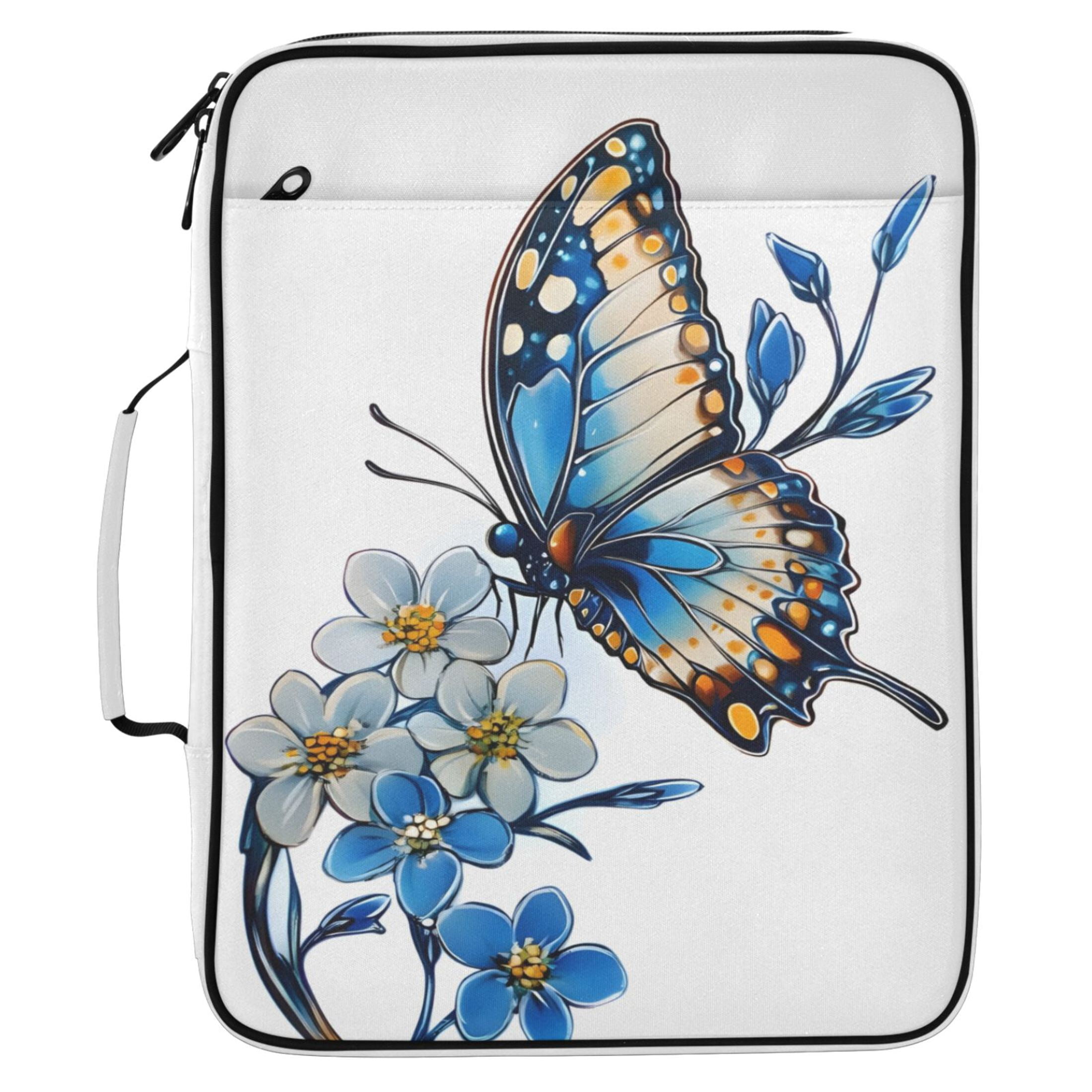 ALAZA Blue Butterfly Flower Pattern Expanding Accordion File Folder 3 ...