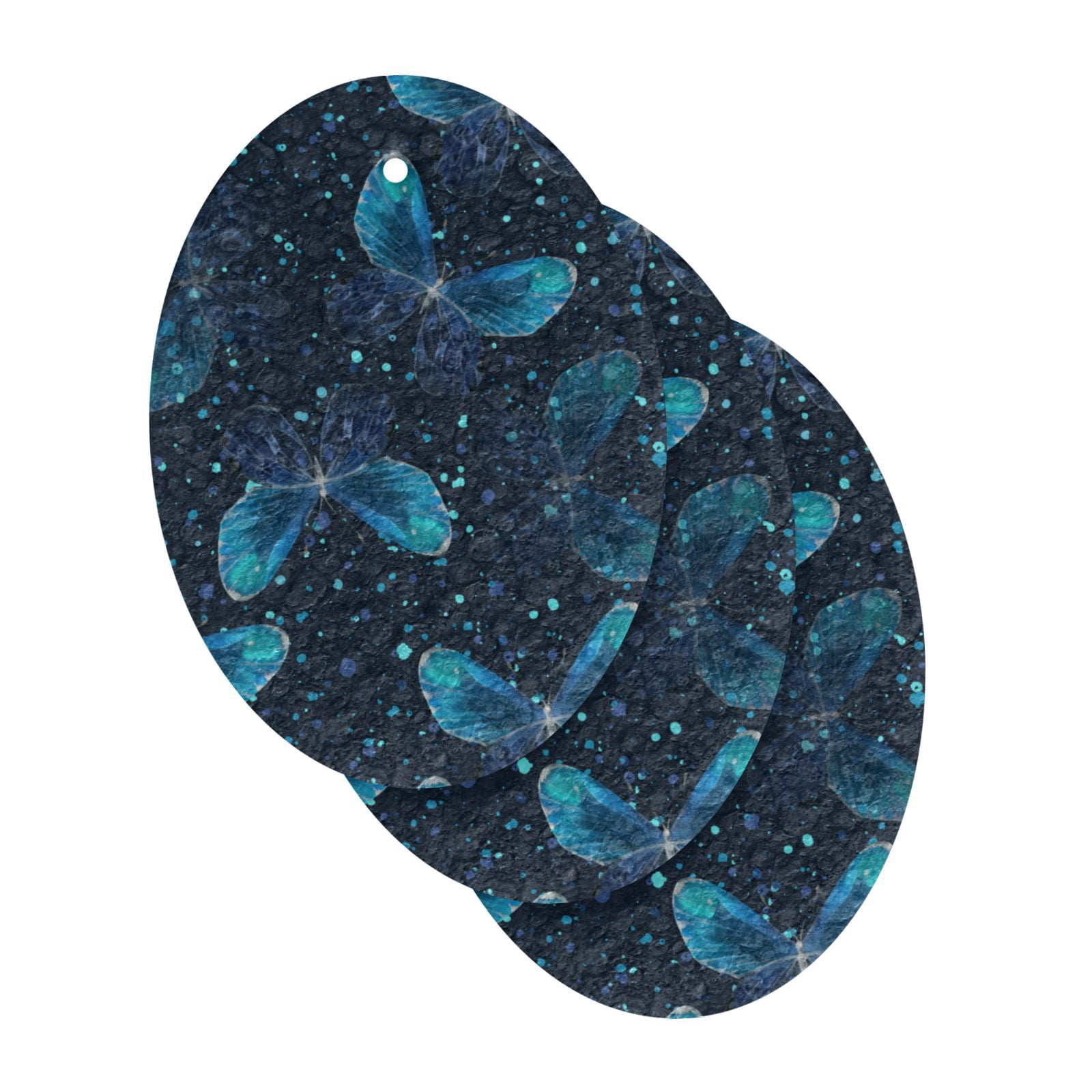 ALAZA Blue Butterfly Polka Dot Natural Sponges Kitchen Cellulose Sponge ...