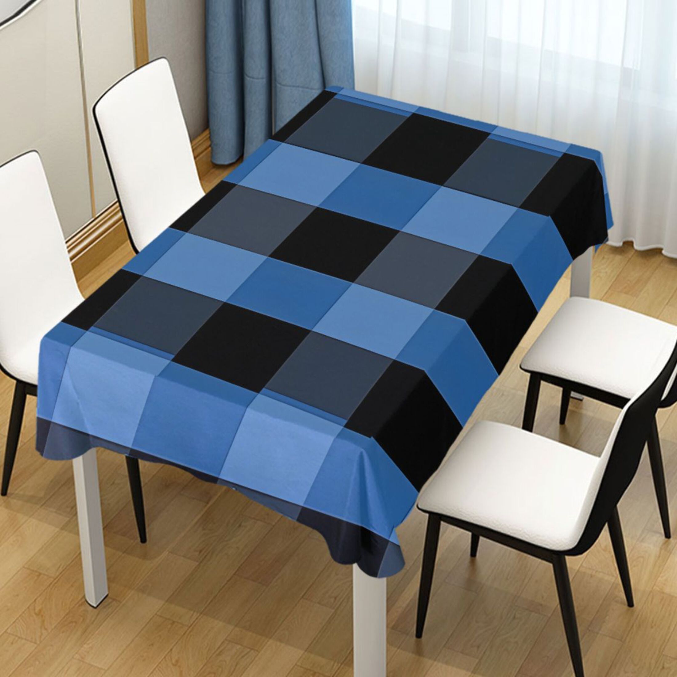 ALAZA Blue Checkered Grid Pattern Rectangle Tablecloth Tablecover Dinning Table Cloth 54"x54 ...