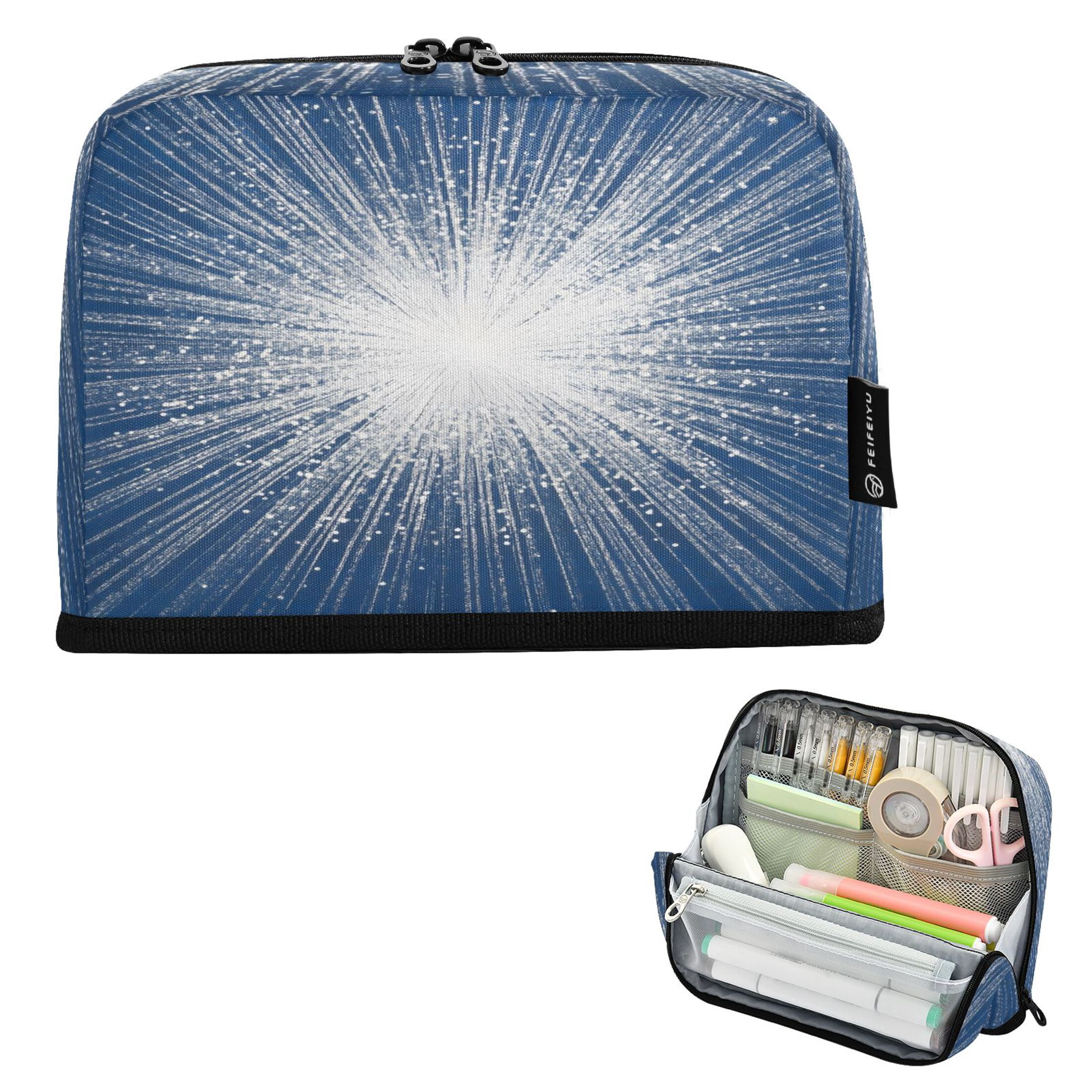 ALAZA Blue Fireworks Pattern Pencil Case Pen Pouch Bag Large Capacity ...