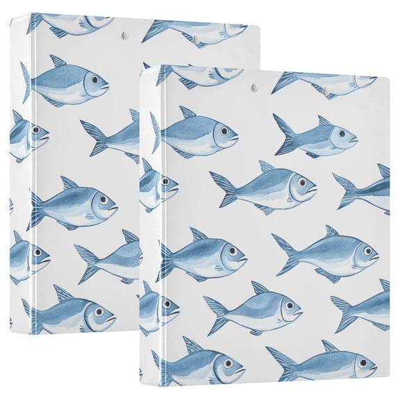 ALAZA Blue Fish Hardcover 3 Ring Binder 1.5" D-Rings with Interior ...