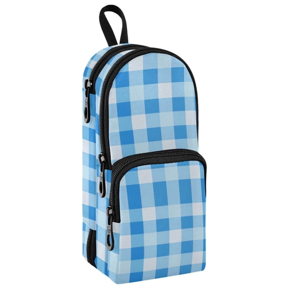 ALAZA Blue Geometric Checkered Grid Pattern Pencil Case Pen Pouch ...