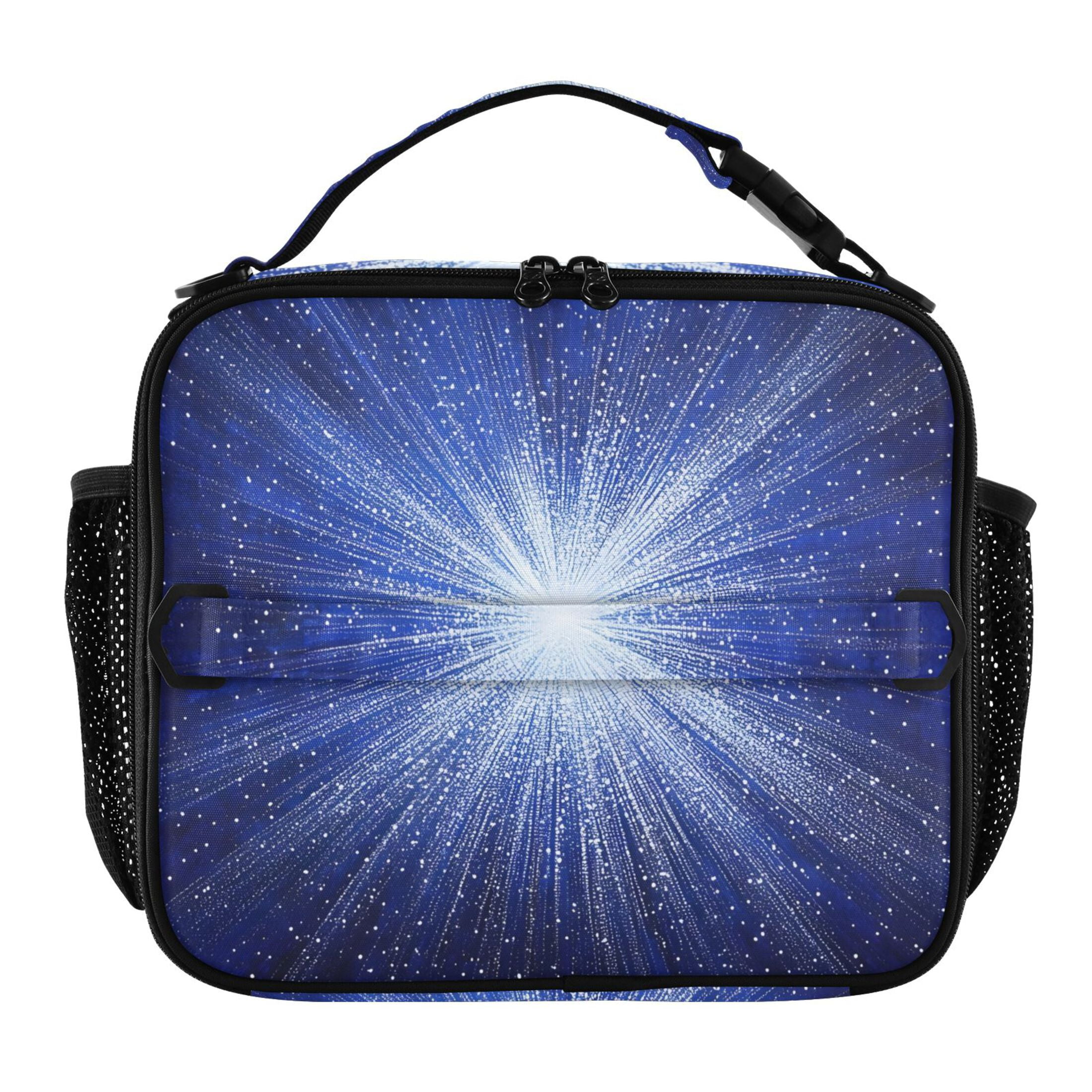 ALAZA Blue Shiny Fireworks Lunch Box Insulated Lunch Bag Cooler Tote ...