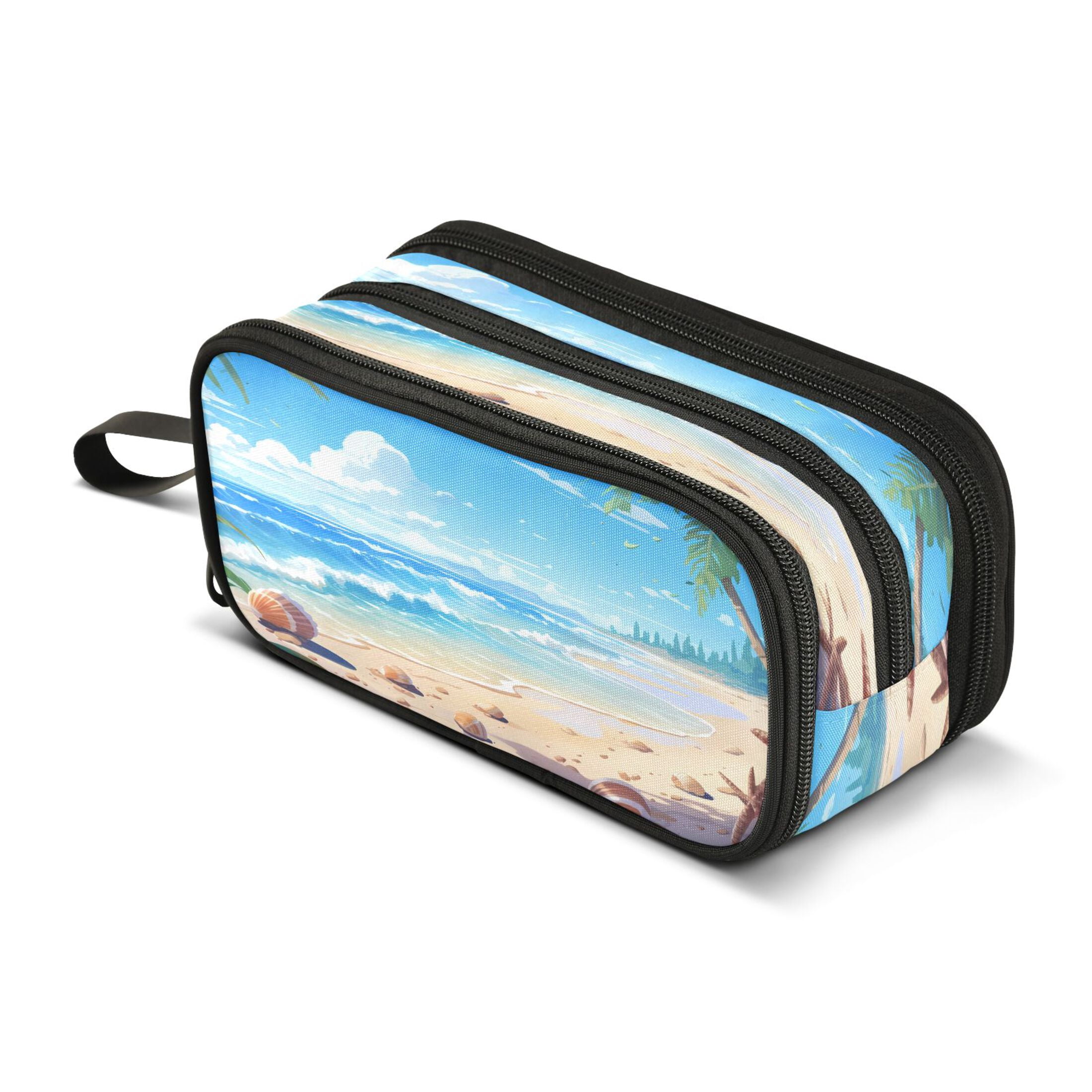 ALAZA Blue Sky and Beach Pencil Case Bag 3 Compartment Pen Pouch Large ...