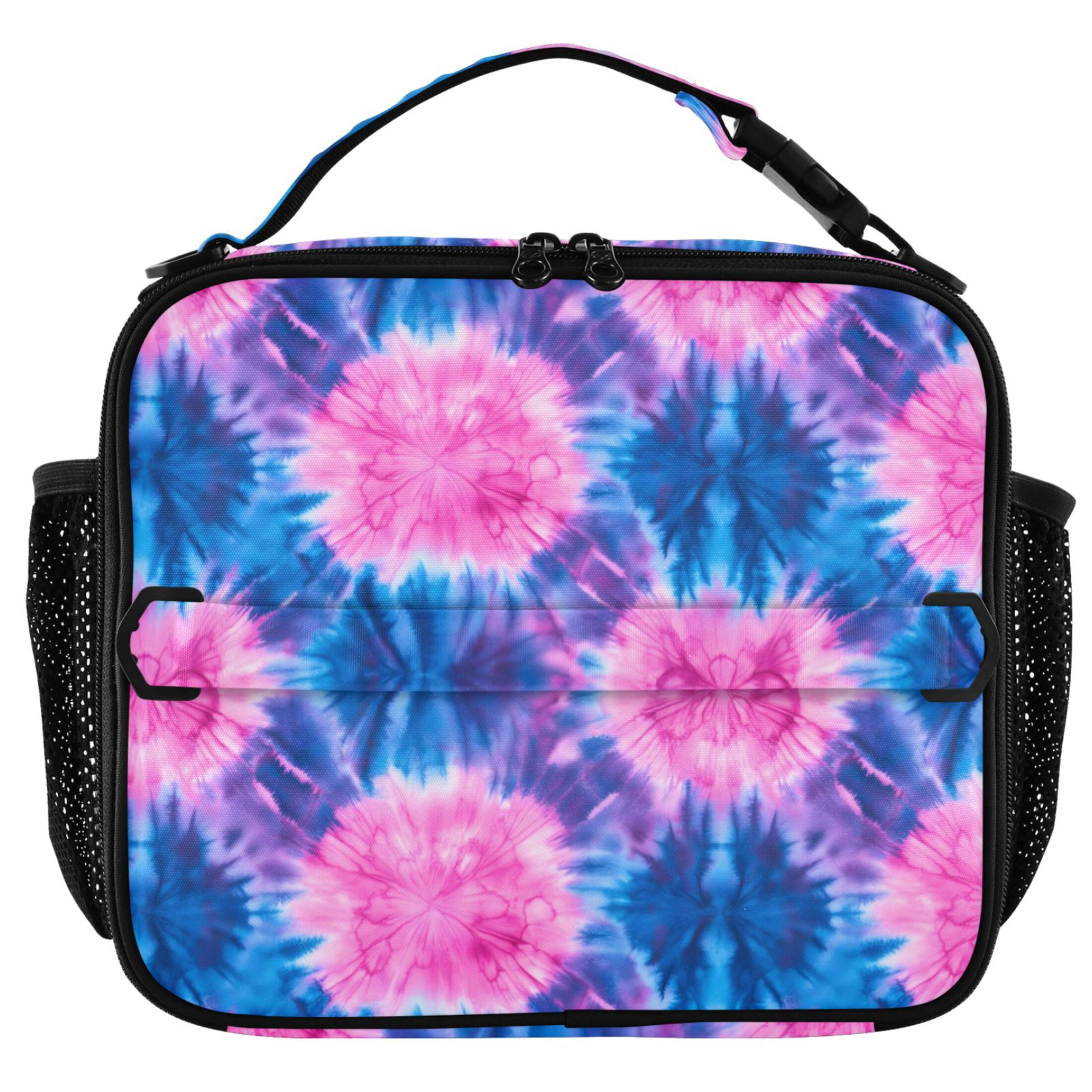 ALAZA Blue Tie Dye Insulated Lunch Box Lunch Bag Cooler Tote with ...