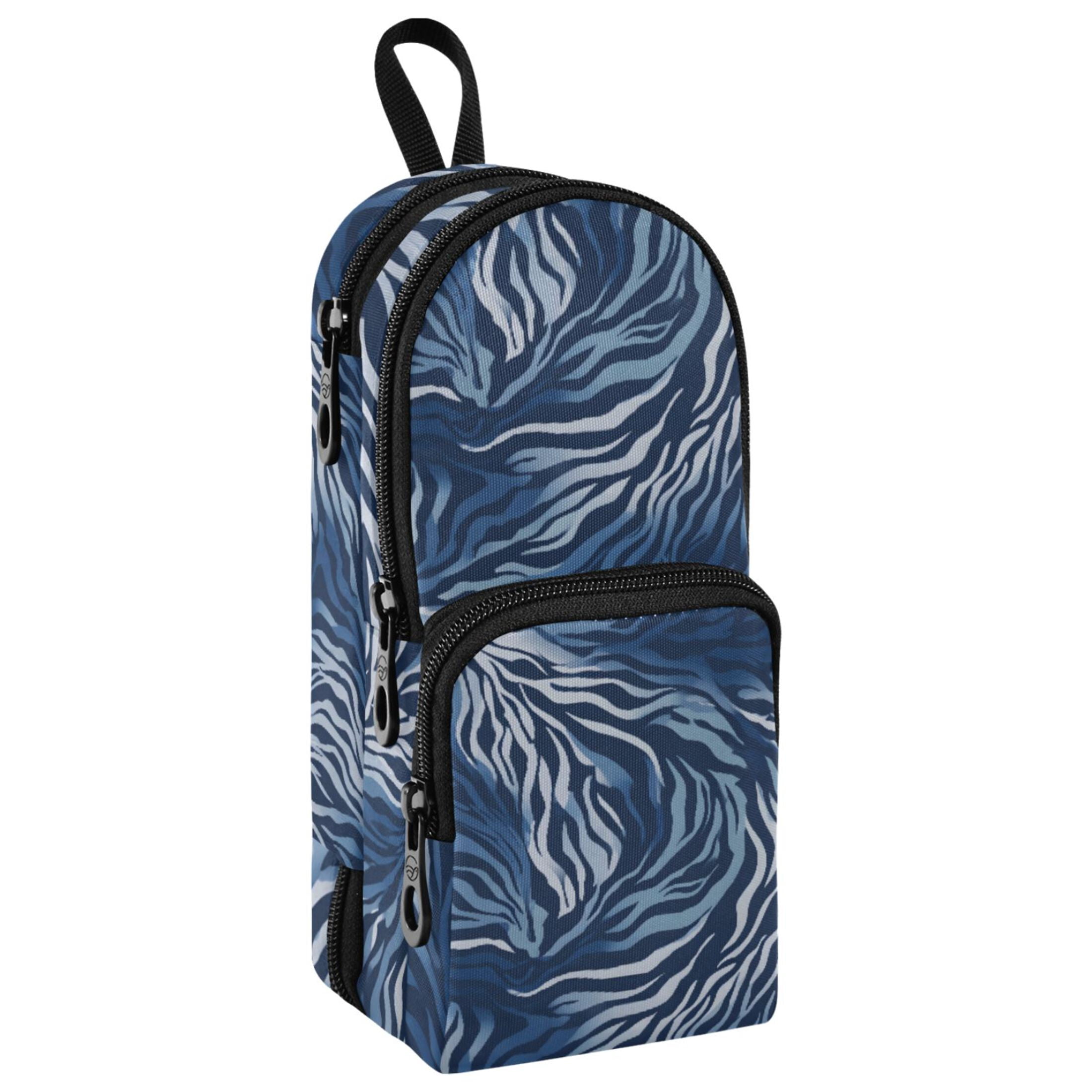 ALAZA Blue Wavy Stripes Pencil Case Pen Pouch Stationery Organizer Bag ...