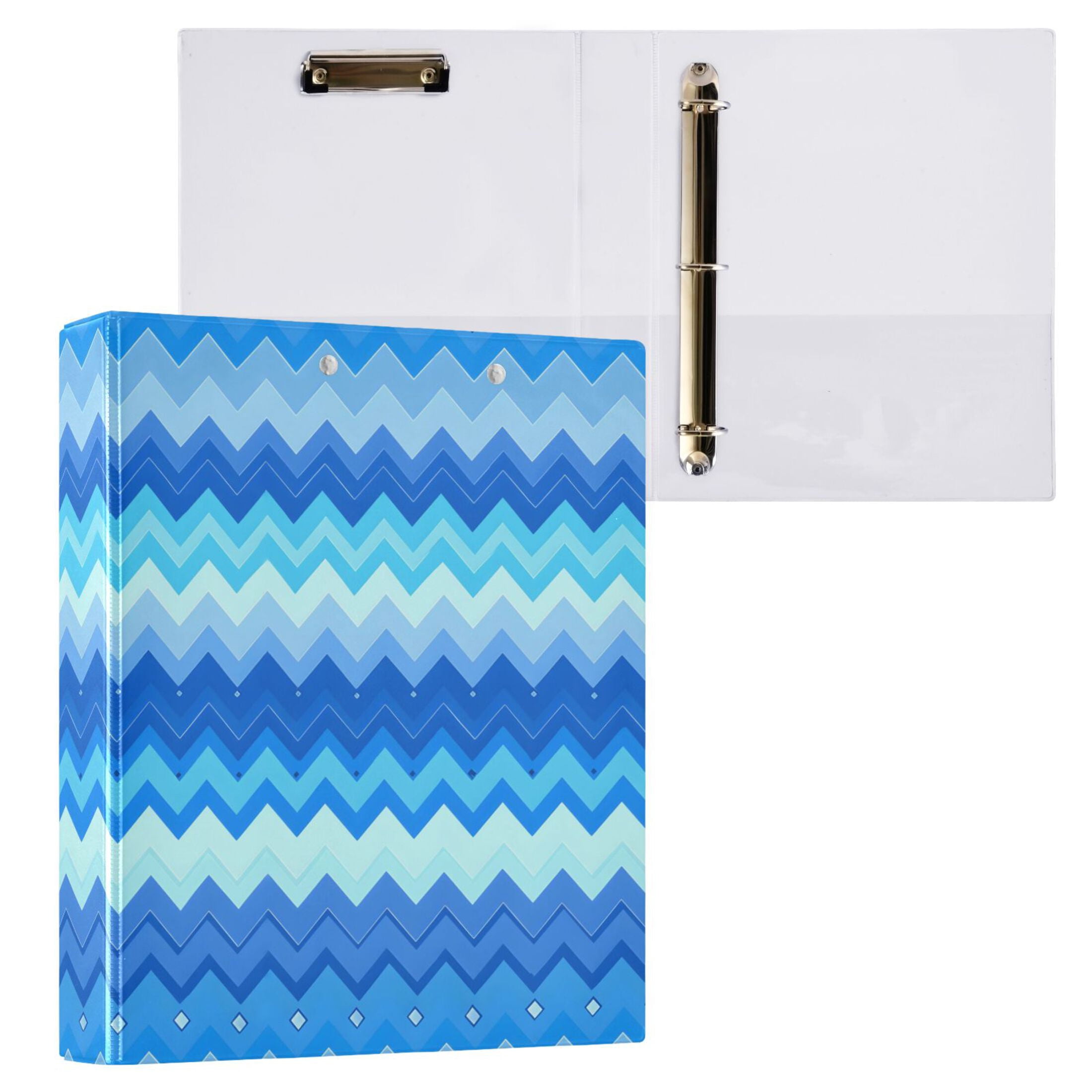 ALAZA Blue Zigzag Hardcover 3 Ring Binder 1.5" D-Rings with Interior ...