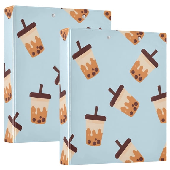 ALAZA Boba Bubble Tea Blue Hardcover 3 Ring Binder 1.5" D-Rings with ...