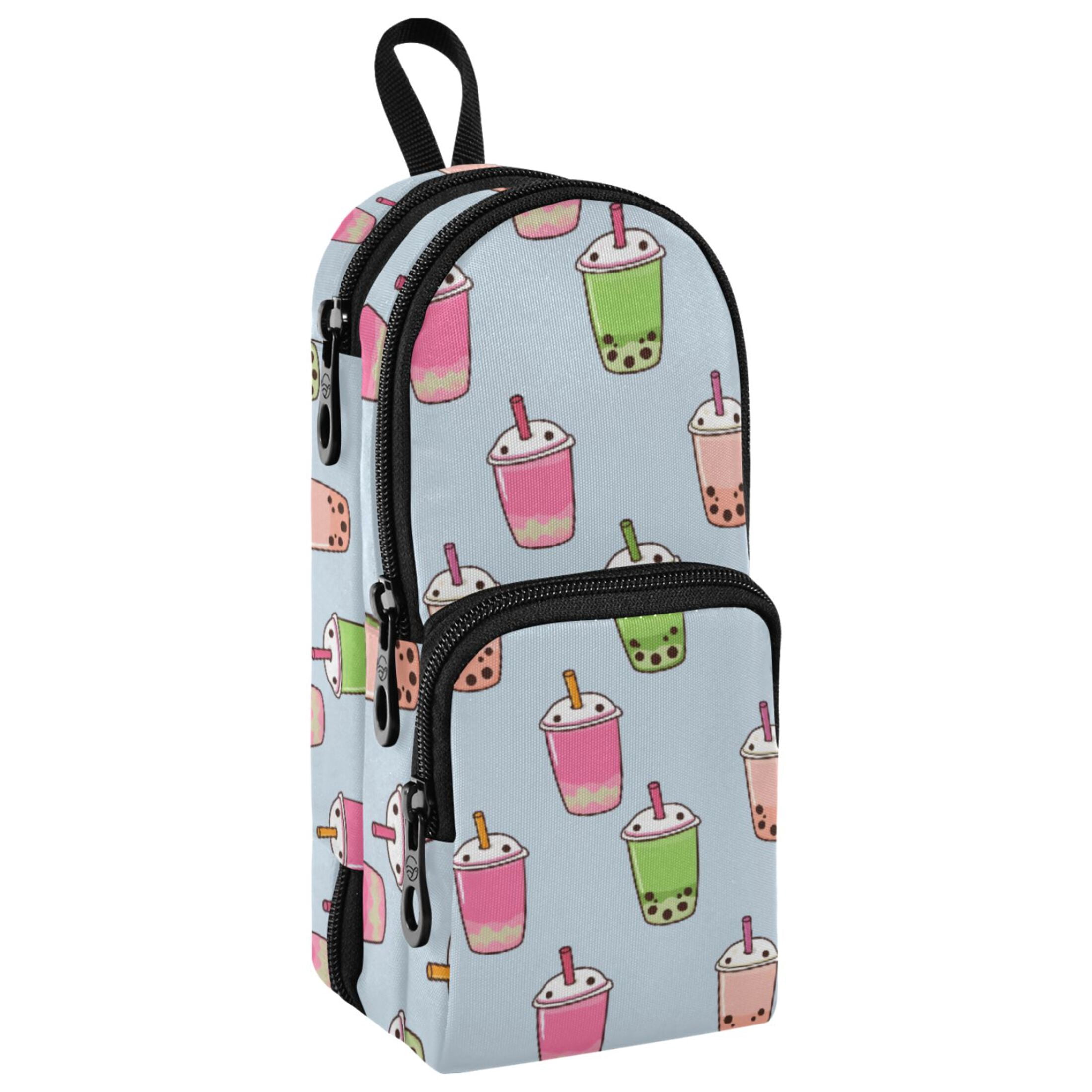 ALAZA Boba Bubble Tea on Blue Pencil Case Pen Pouch Stationery ...