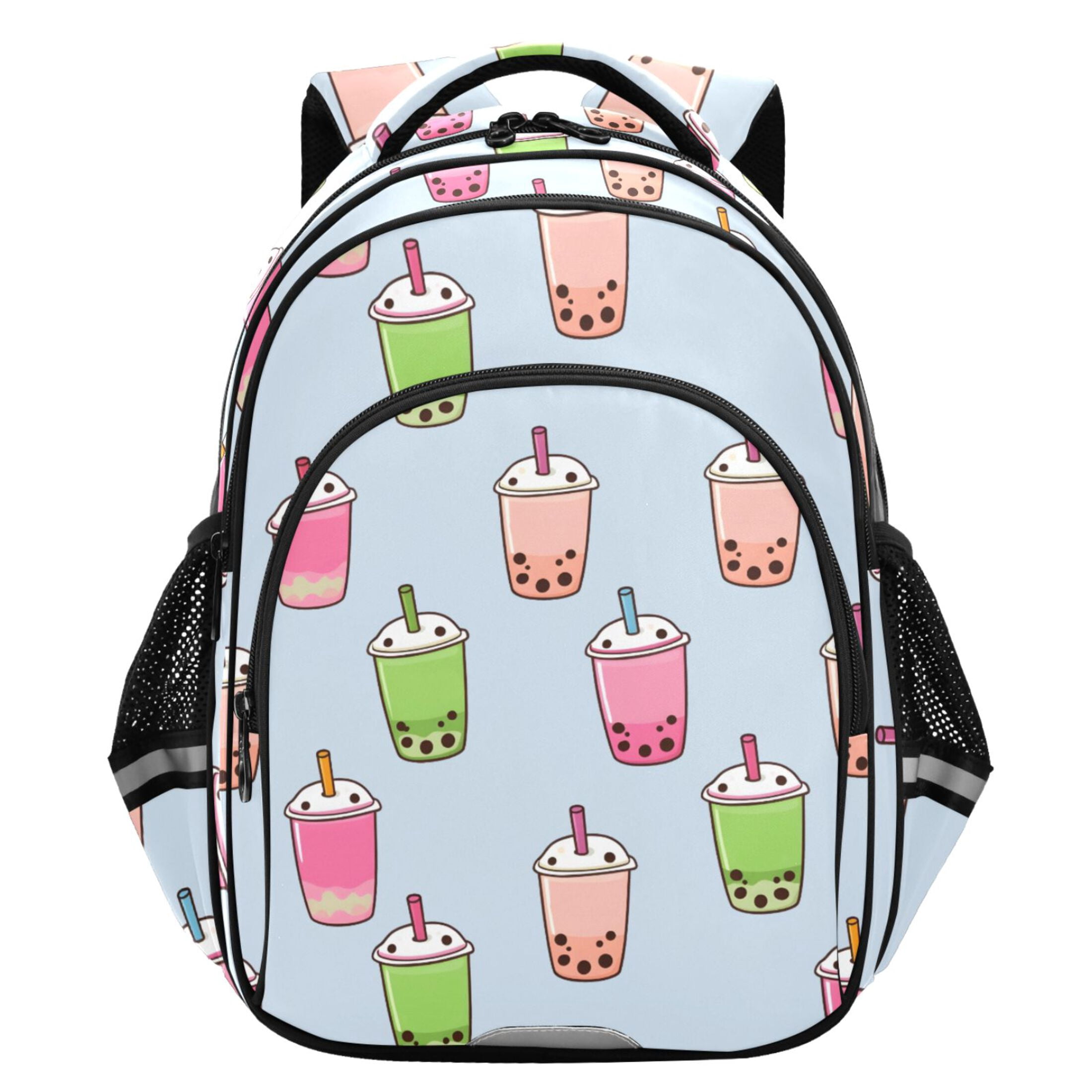 ALAZA Boba Bubble Tea on Blue School Backpack Elementary Bag Student ...