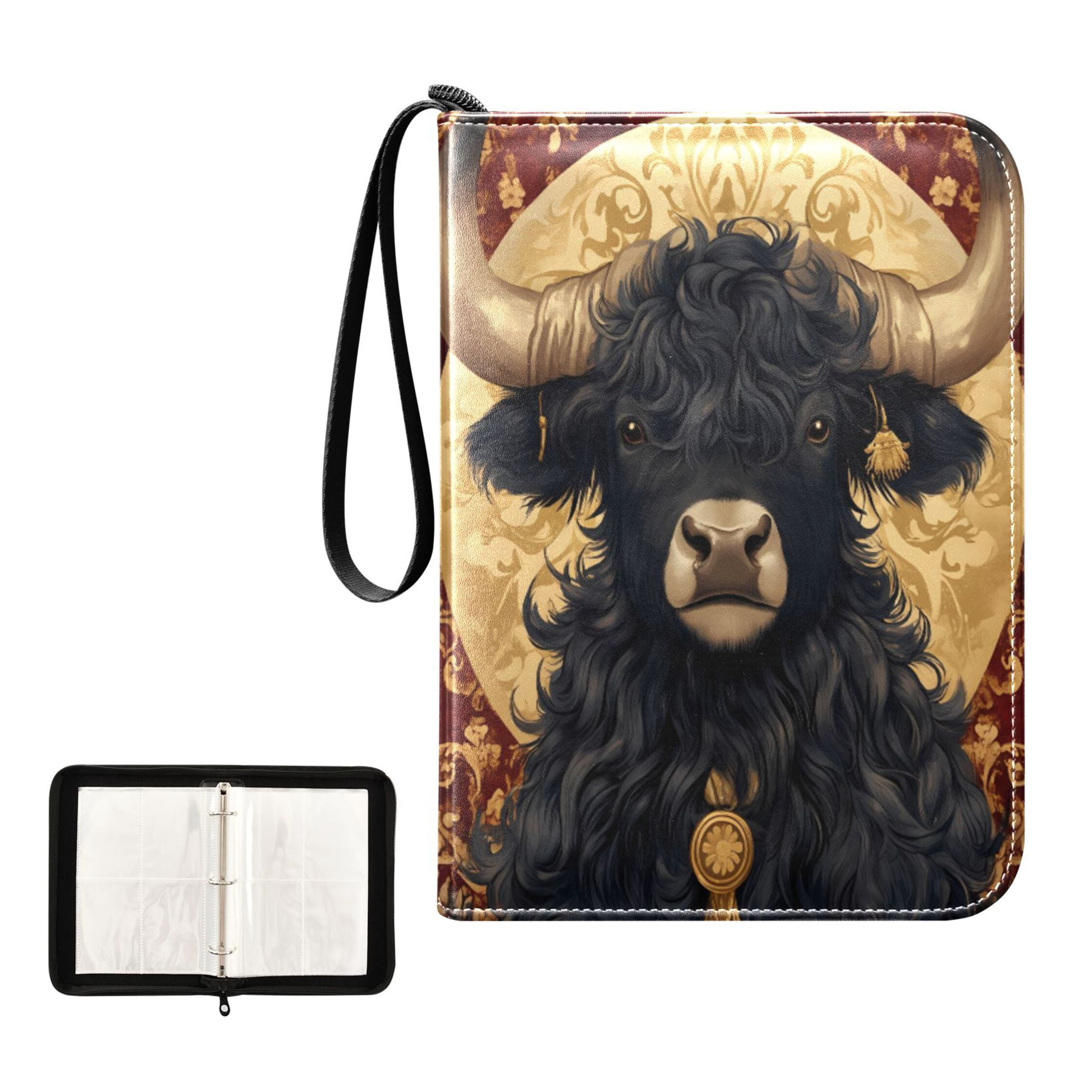 ALAZA Bohemia Highland Cattle Trading Card Binder 4 Pocket Cards ...