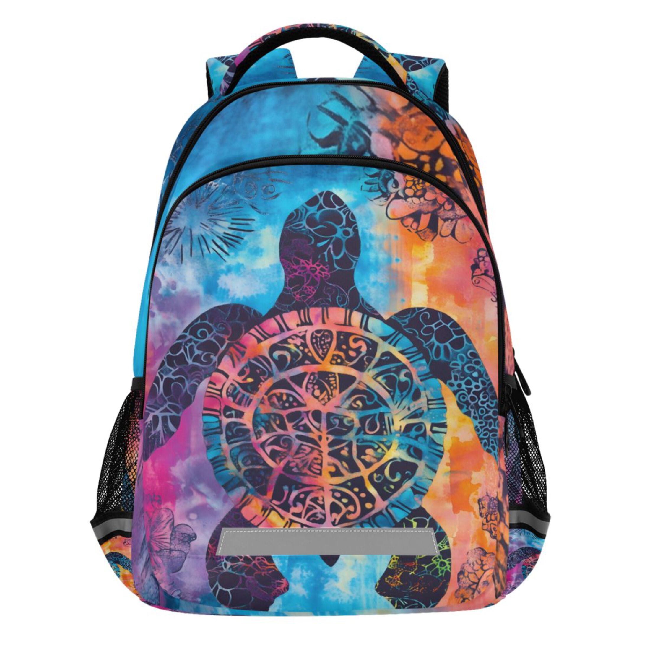 ALAZA Boho Silhouette Turtle Pattern Backpack Elementary School Bags ...