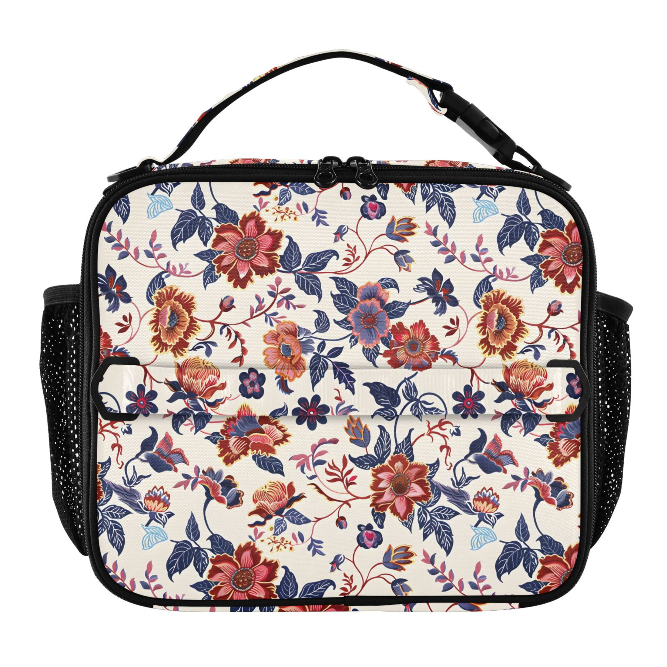 ALAZA Boho Wild Flowers Lunch Box Insulated Lunch Bag Cooler Tote with ...