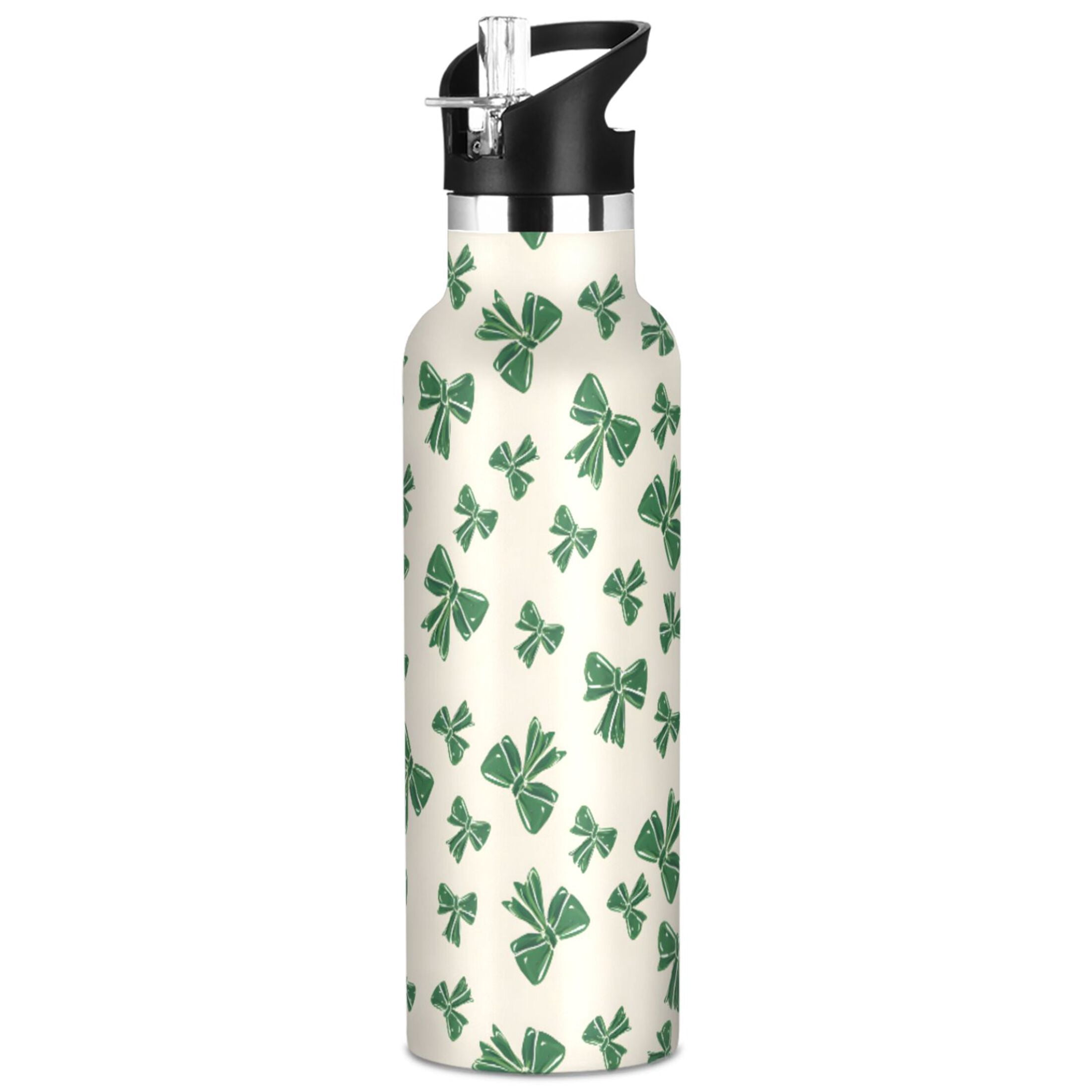 ALAZA Bow Green Pattern Stainless Steel Water Bottle Vacuum Insulated ...