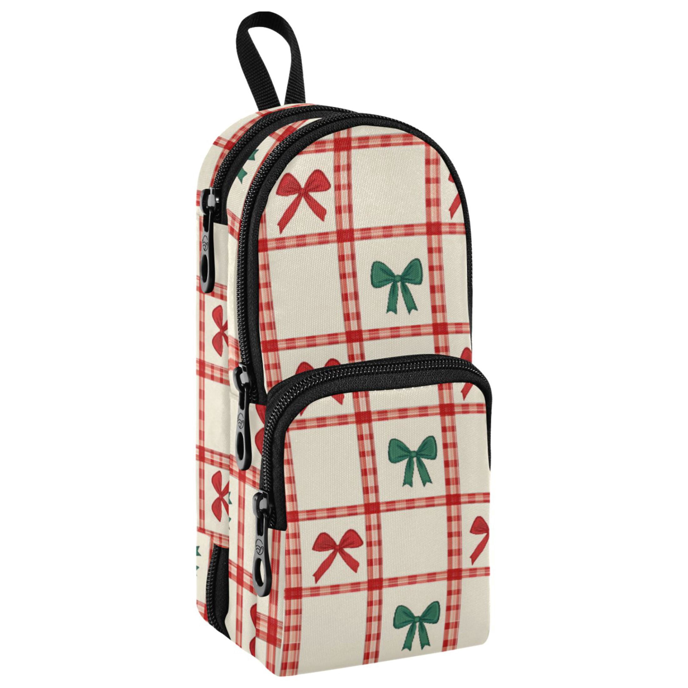 ALAZA Bow Texture Checkered Pencil Case Pen Pouch Stationery Organizer ...