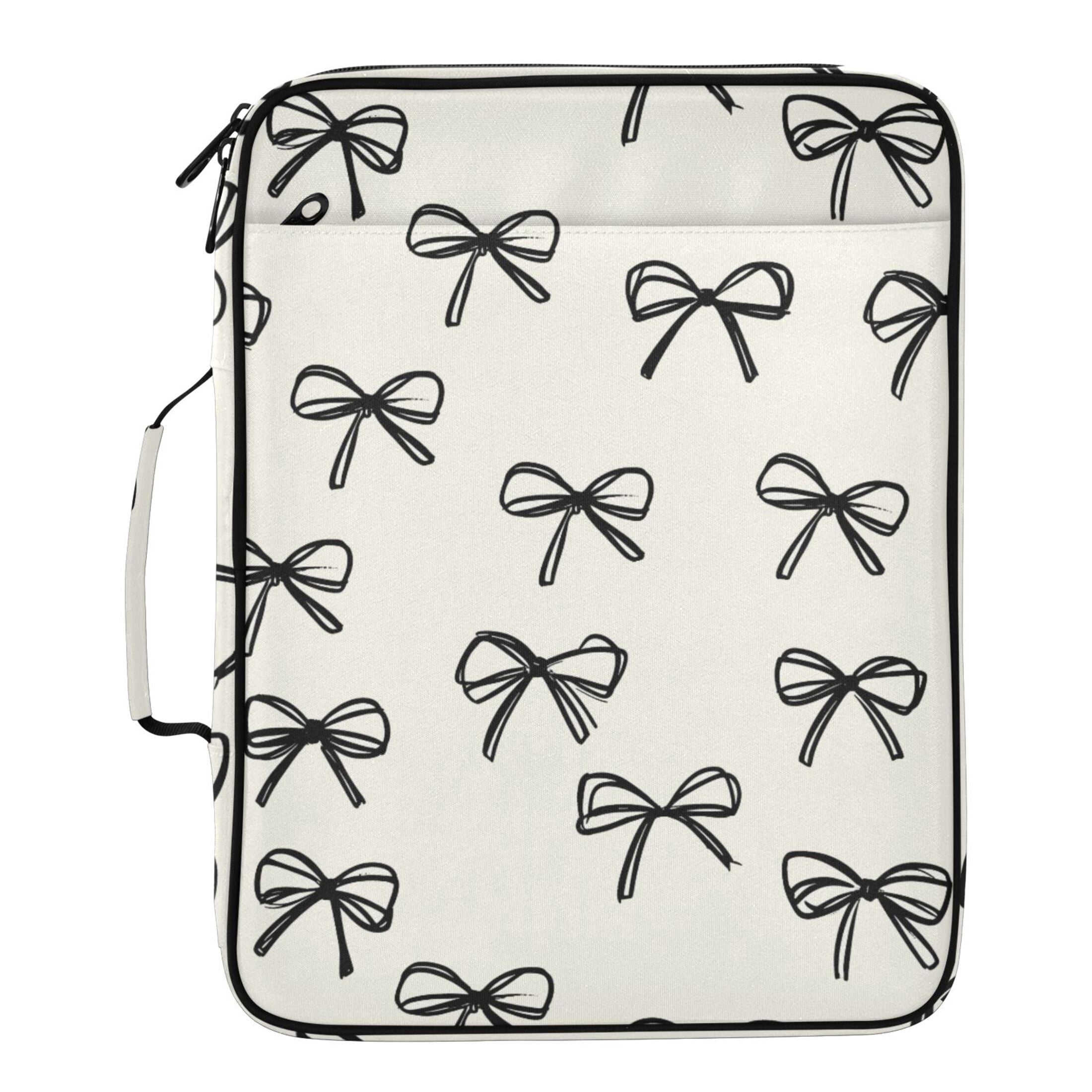 ALAZA Bows Beige Pattern Expanding Accordion File Folder 3 Ring Zipper ...