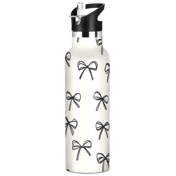 ALAZA Bows Beige Pattern Stainless Steel Water Bottle Vacuum Insulated ...