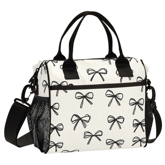 ALAZA Bows Beige Print Cooler Lunch Bag Insulated Reusable Lunch Tote ...