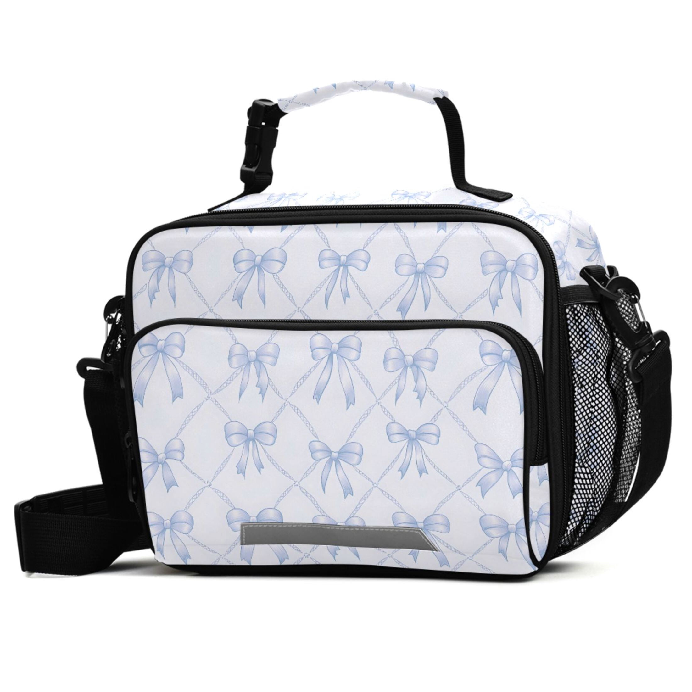ALAZA Bows Checkered Blue Lunch Box Insulated Cooler Bag Reusable Tote ...