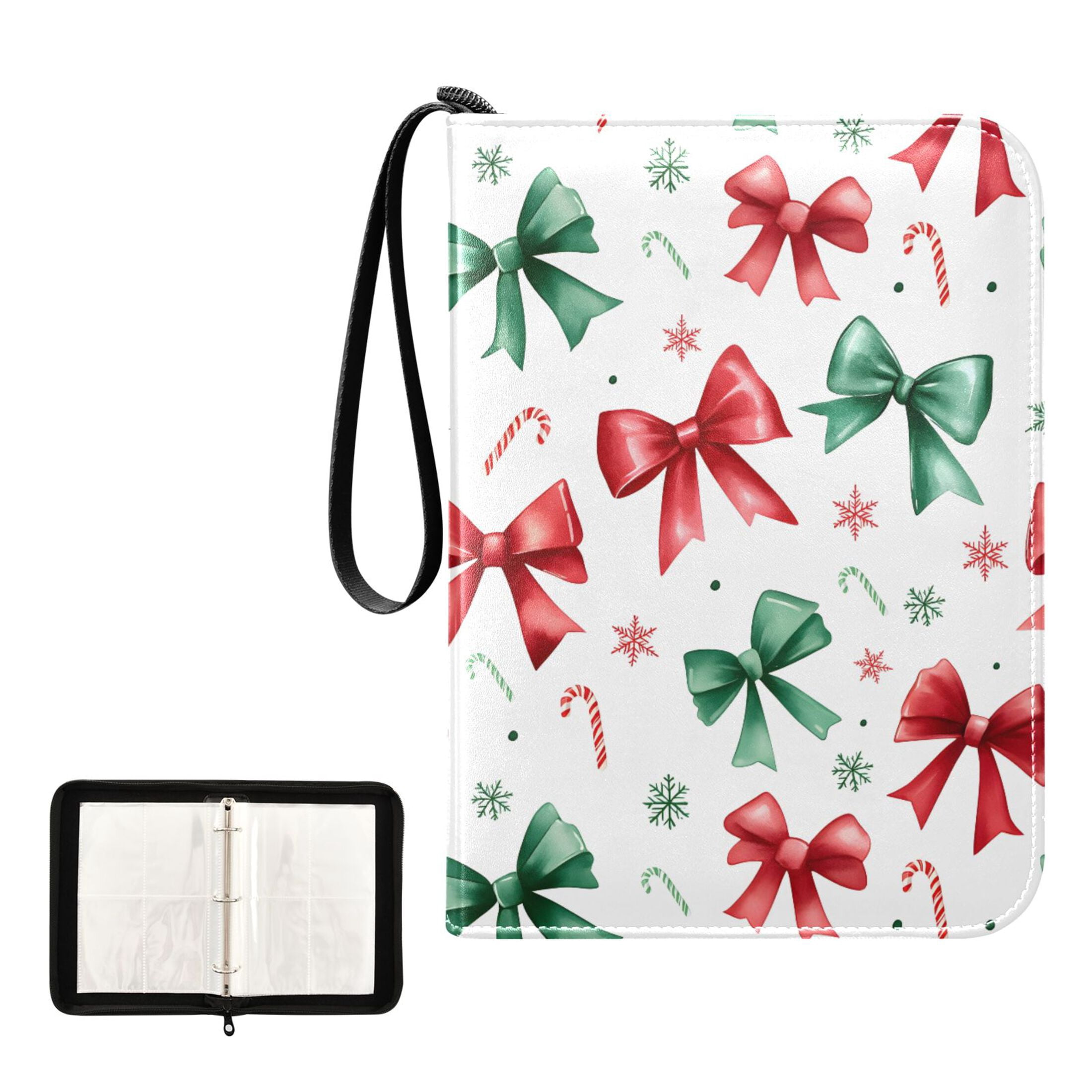 ALAZA Bows Christmas Trading Card Binder 4 Pocket Cards Collection ...