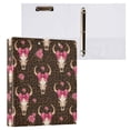 ALAZA Bows Cow Skull Leopard Hardcover 3 Ring Binder 1.5" D-Rings with ...