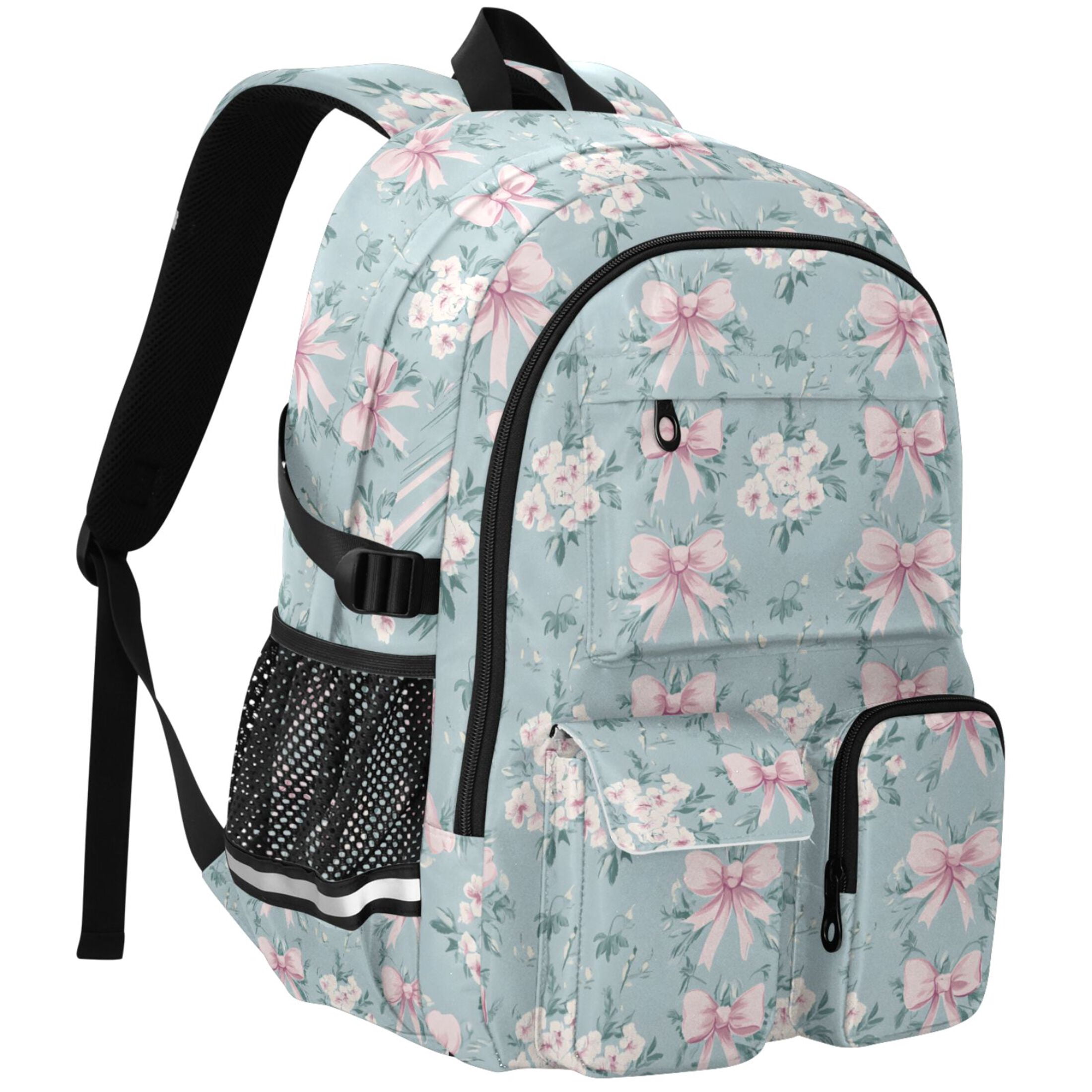 ALAZA Bows Floral Print Student Backpack School Bookbag Large Laptop ...