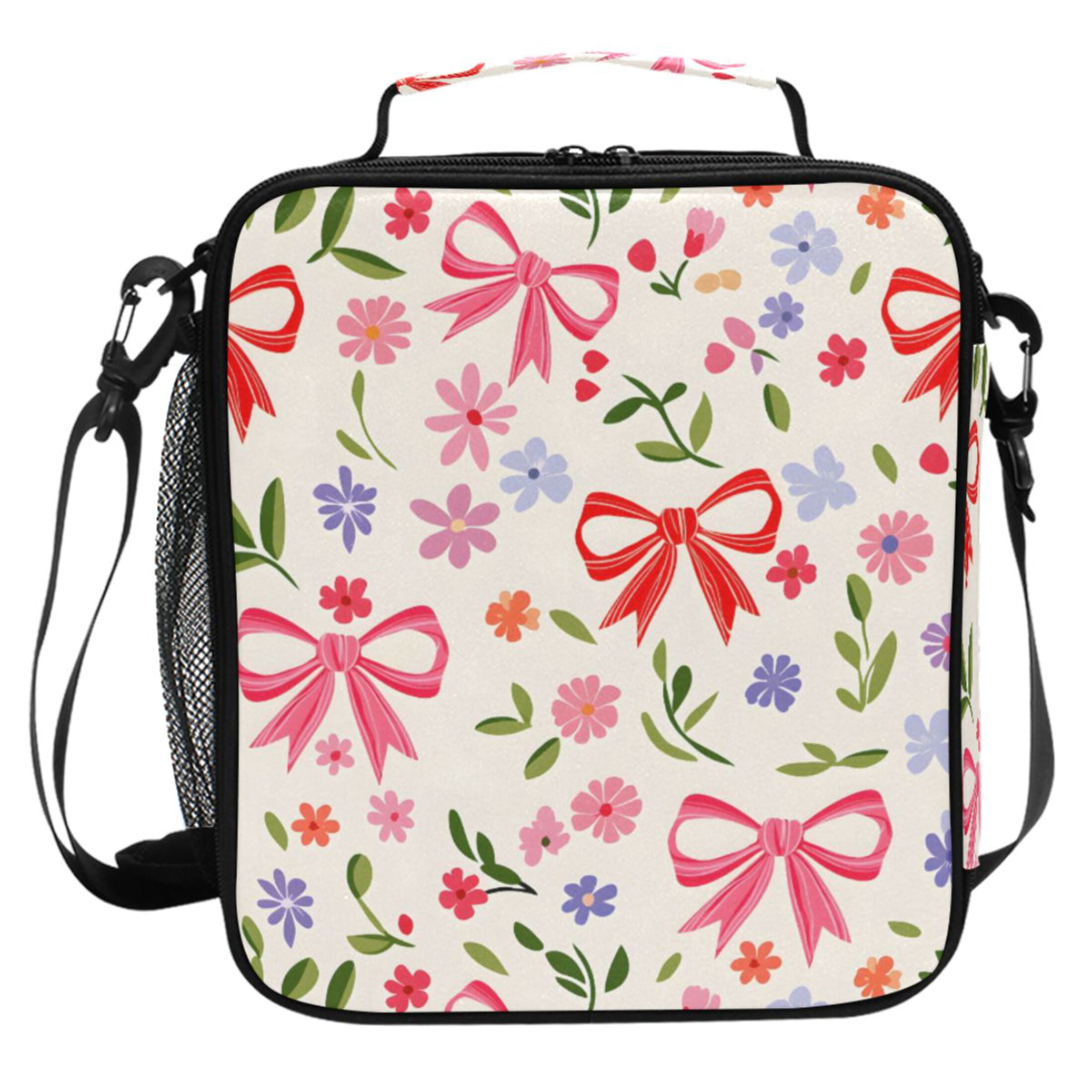 ALAZA Bows and Floral Lunch Box Insulated Cooler Lunch Bag with ...