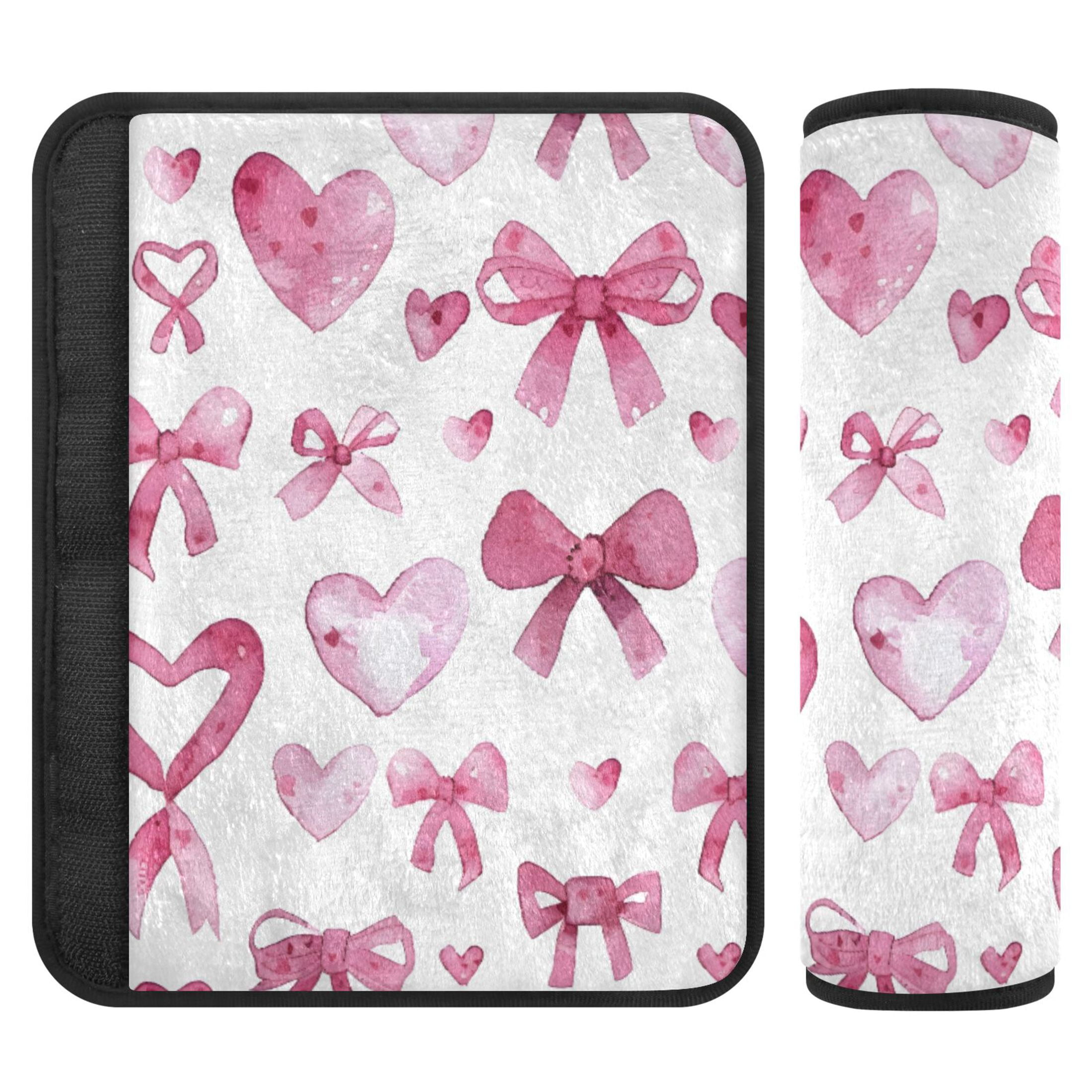ALAZA Bows and Hearts Car Seat Belt Adjuster Neck Covers Shoulder ...