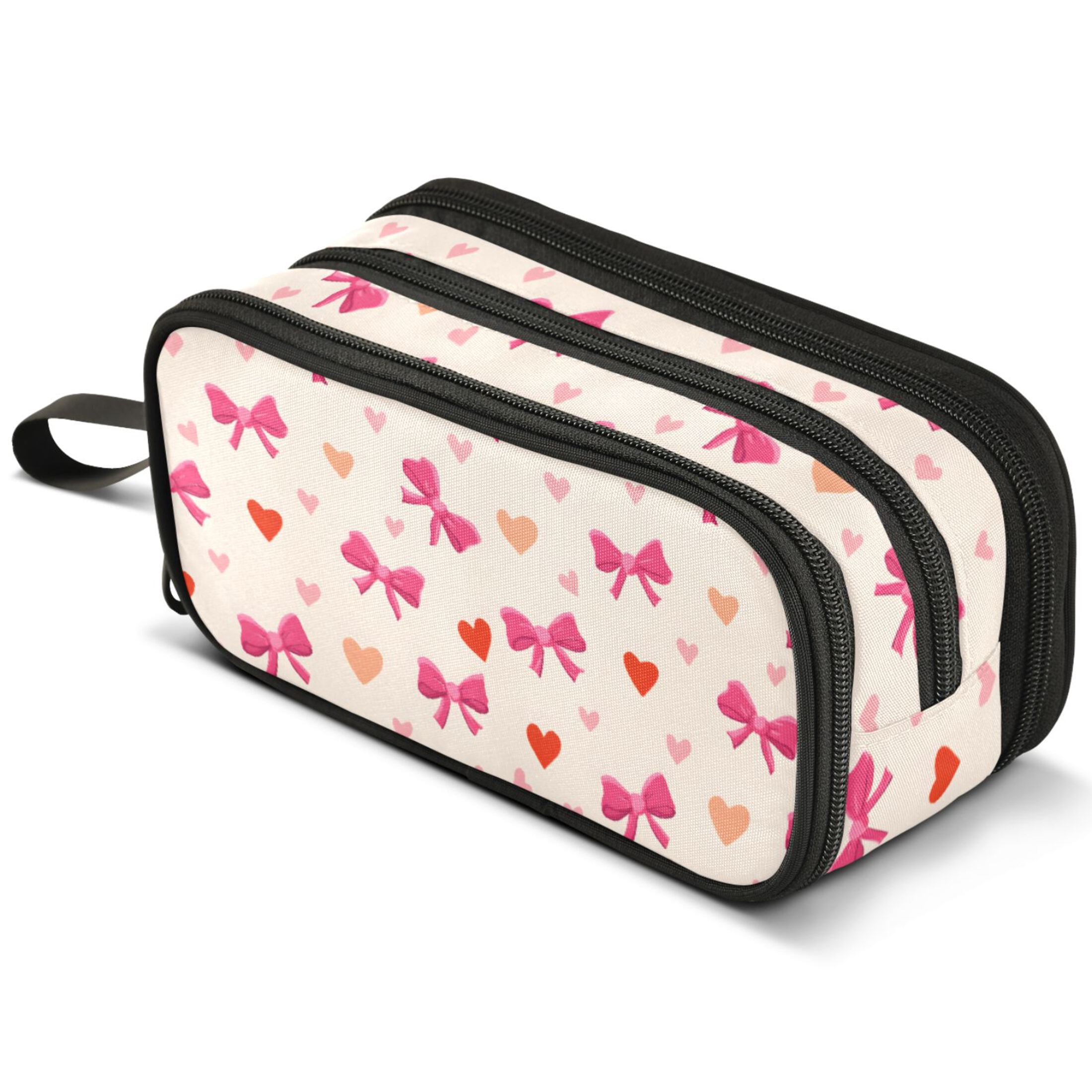 ALAZA Bows and Hearts Pencil Case Bag Large 3 Compartment Pen Pouch ...