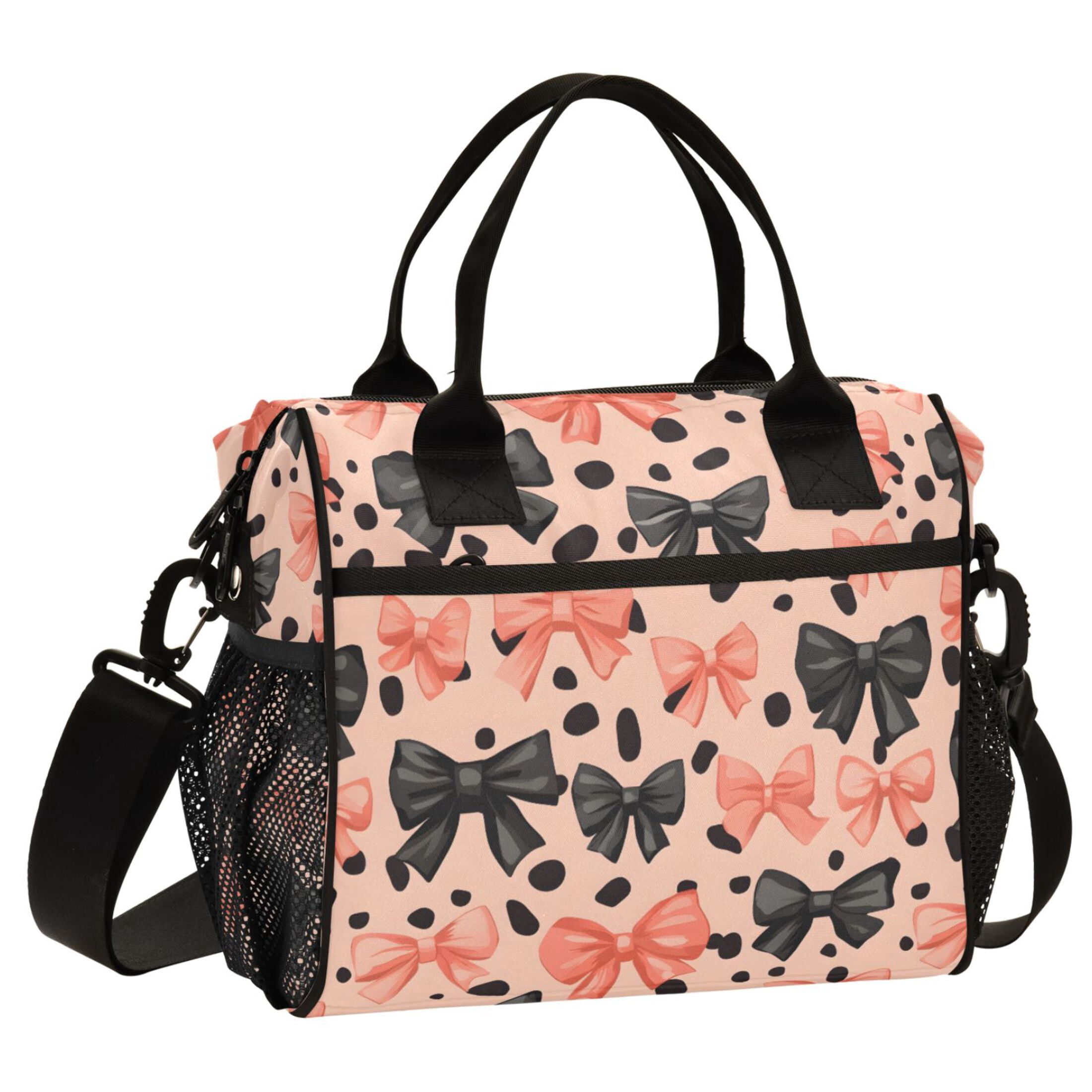ALAZA Bows and Polka Dots Print Cooler Lunch Bag Insulated Reusable ...