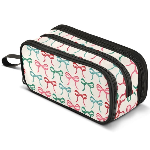 ALAZA Bows-b1 Pencil Case Bag Large 3 Compartment Pen Pouch Holder Box ...