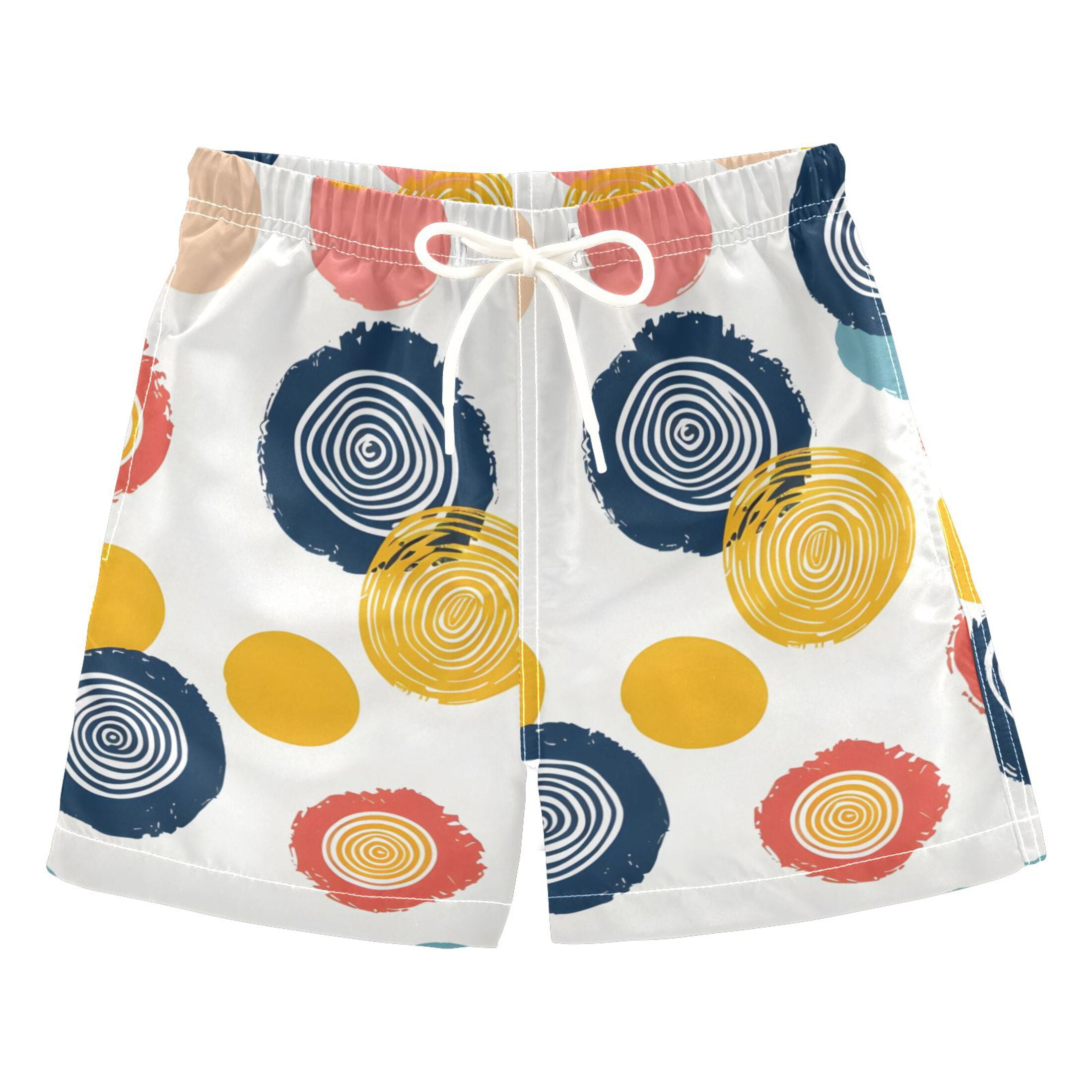 ALAZA Boys Swim Trunks Abstract Circle Beach Board Shorts Drawstring ...