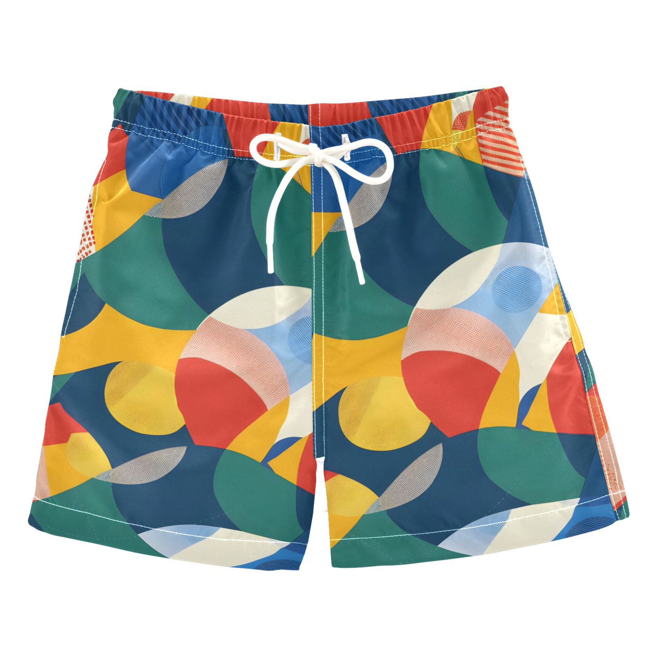 ALAZA Boys Swim Trunks Abstract Colorful Line Shape Beach Board Shorts ...
