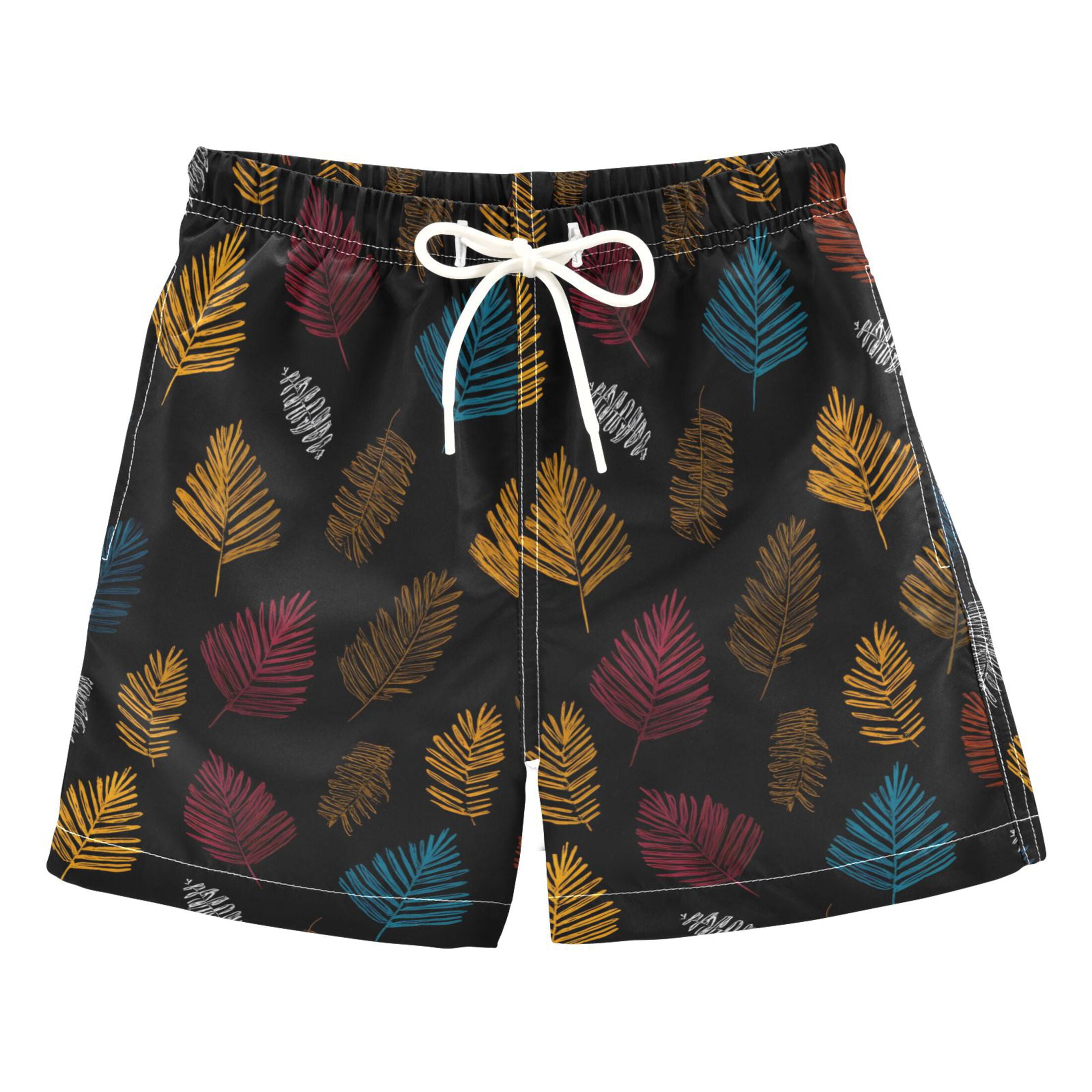 ALAZA Boys Swim Trunks Abstract Palm Leaves Beach Board Shorts Swimsuit ...