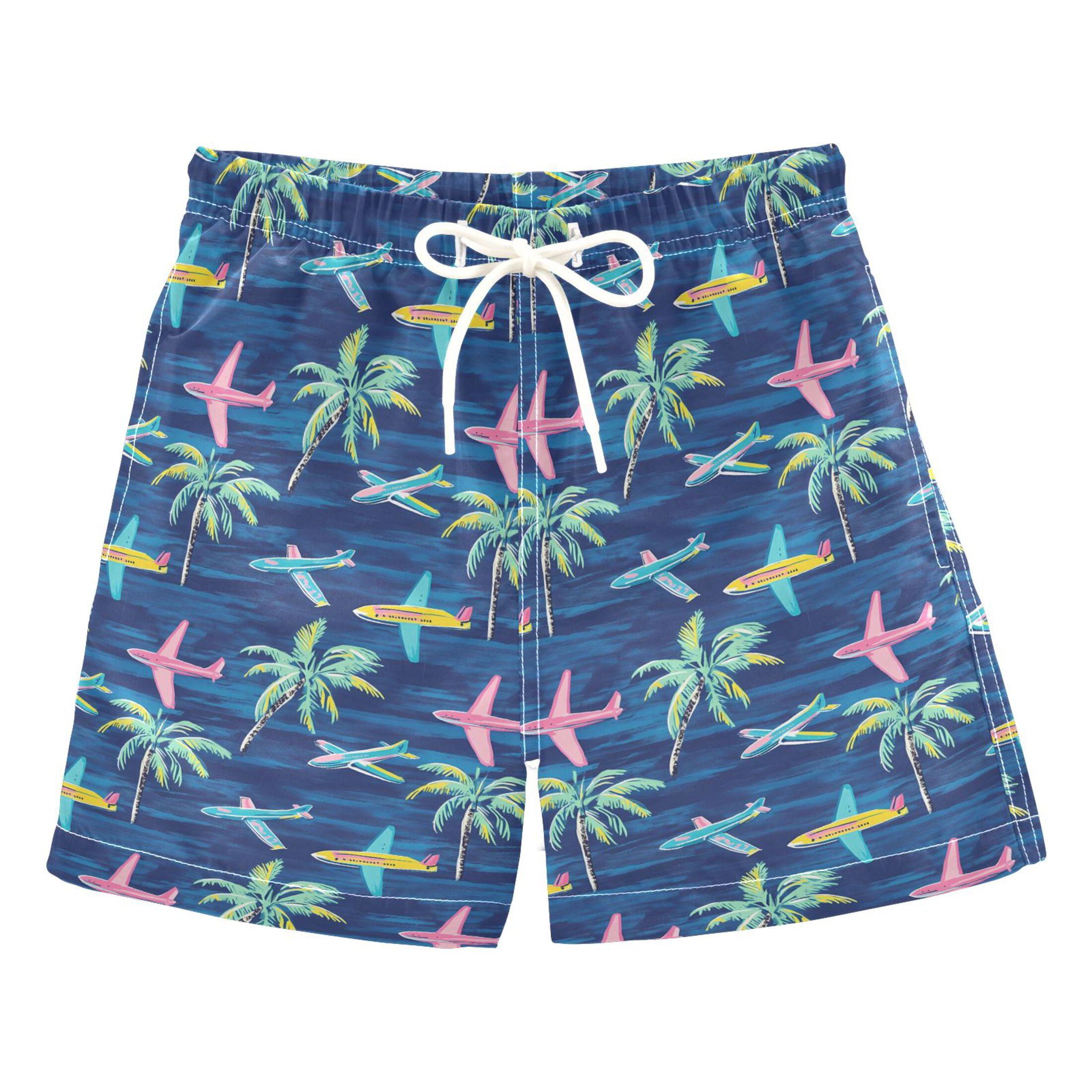 ALAZA Boys Swim Trunks Airplanes Palm Trees Beach Board Shorts ...