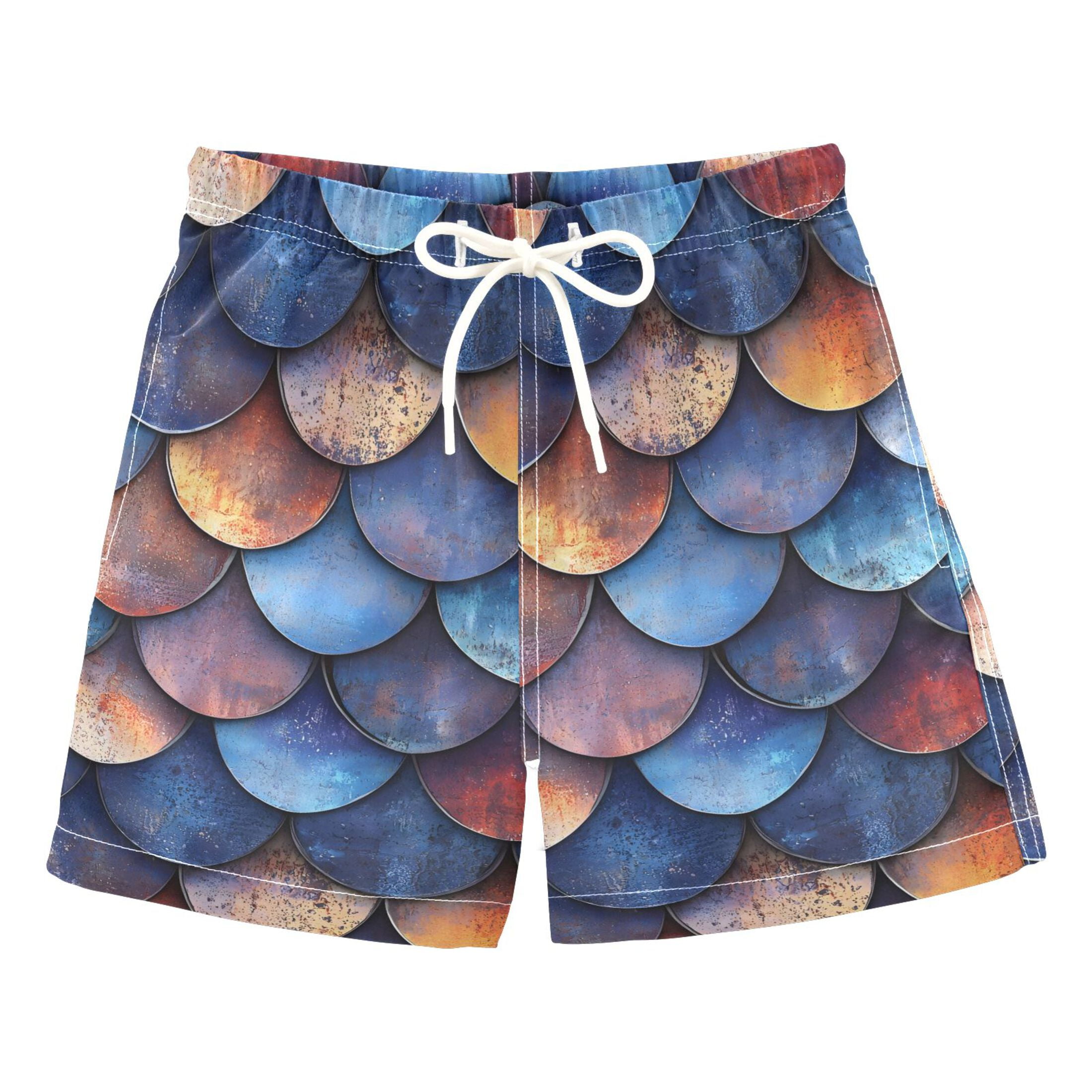 ALAZA Boys Swim Trunks Art Dragon Scales Beach Board Shorts Drawstring ...