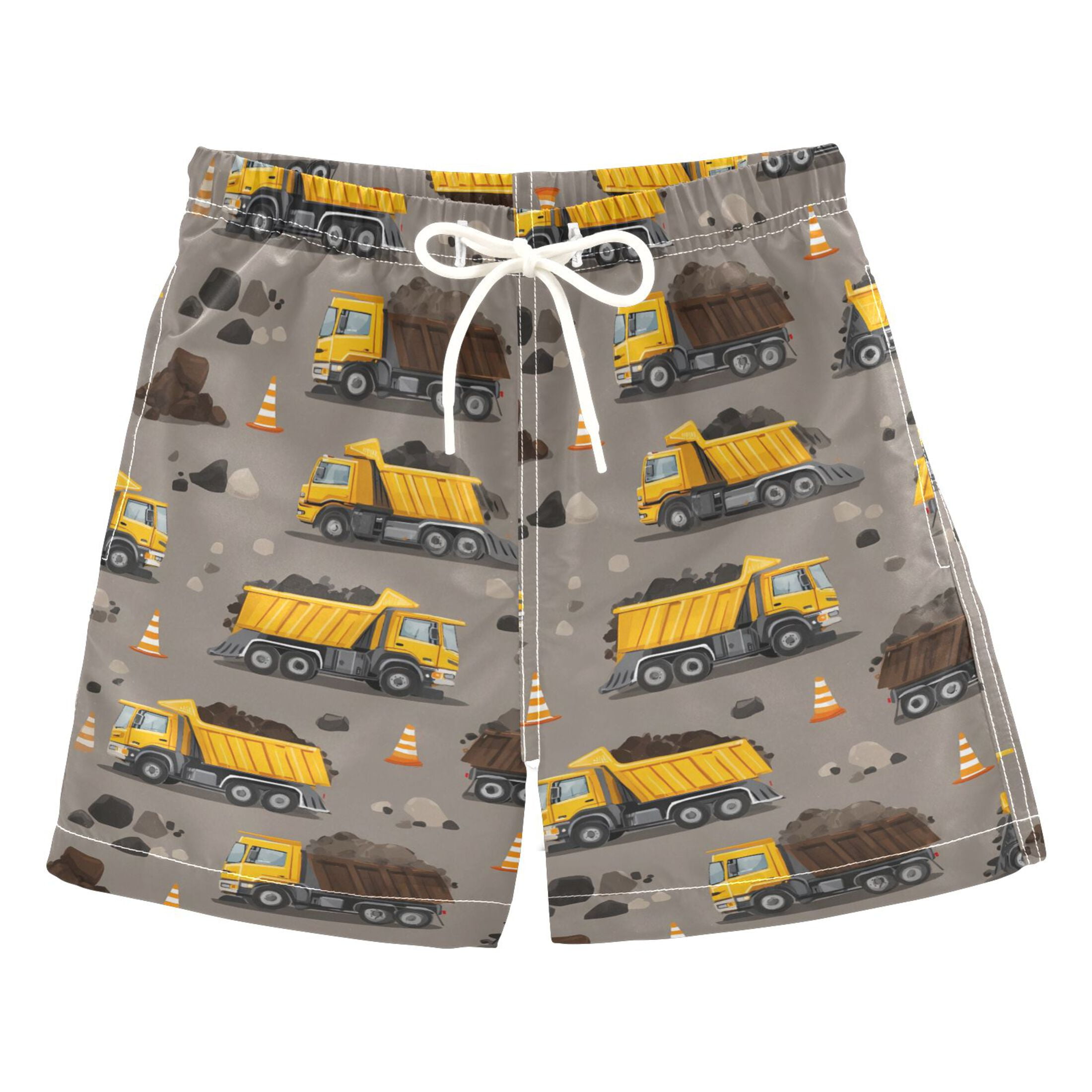 ALAZA Boys Swim Trunks Cartoon Bulldozer Engineering Vehicles Beach ...