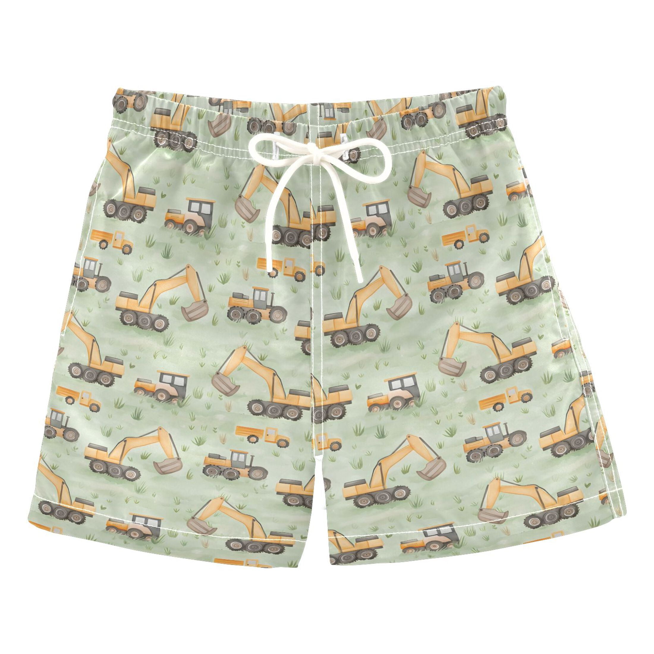 ALAZA Boys Swim Trunks Cartoon Excavator Trucks Beach Board Shorts ...