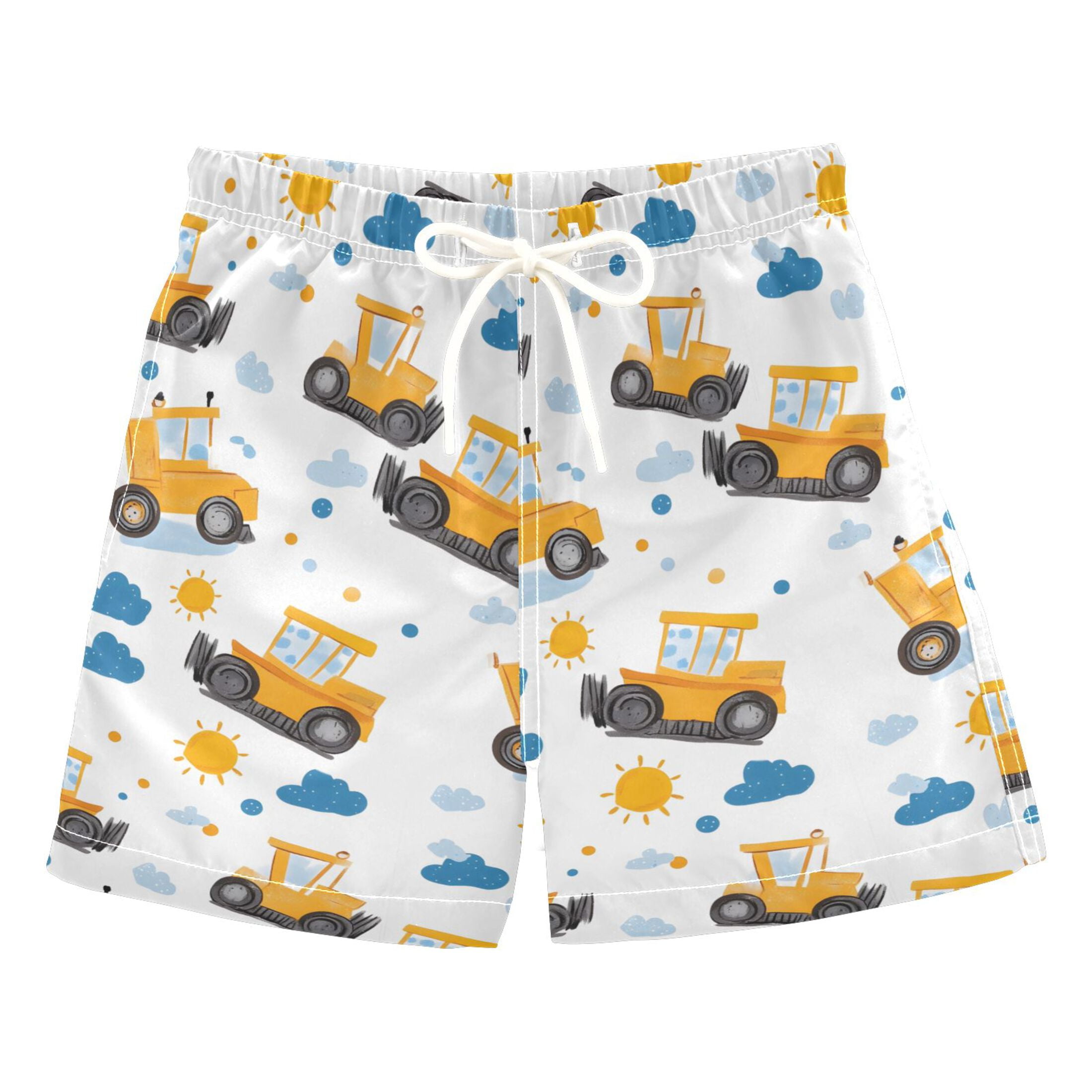 ALAZA Boys Swim Trunks Cartoon Excavator Trucks-h5 Beach Board Shorts ...