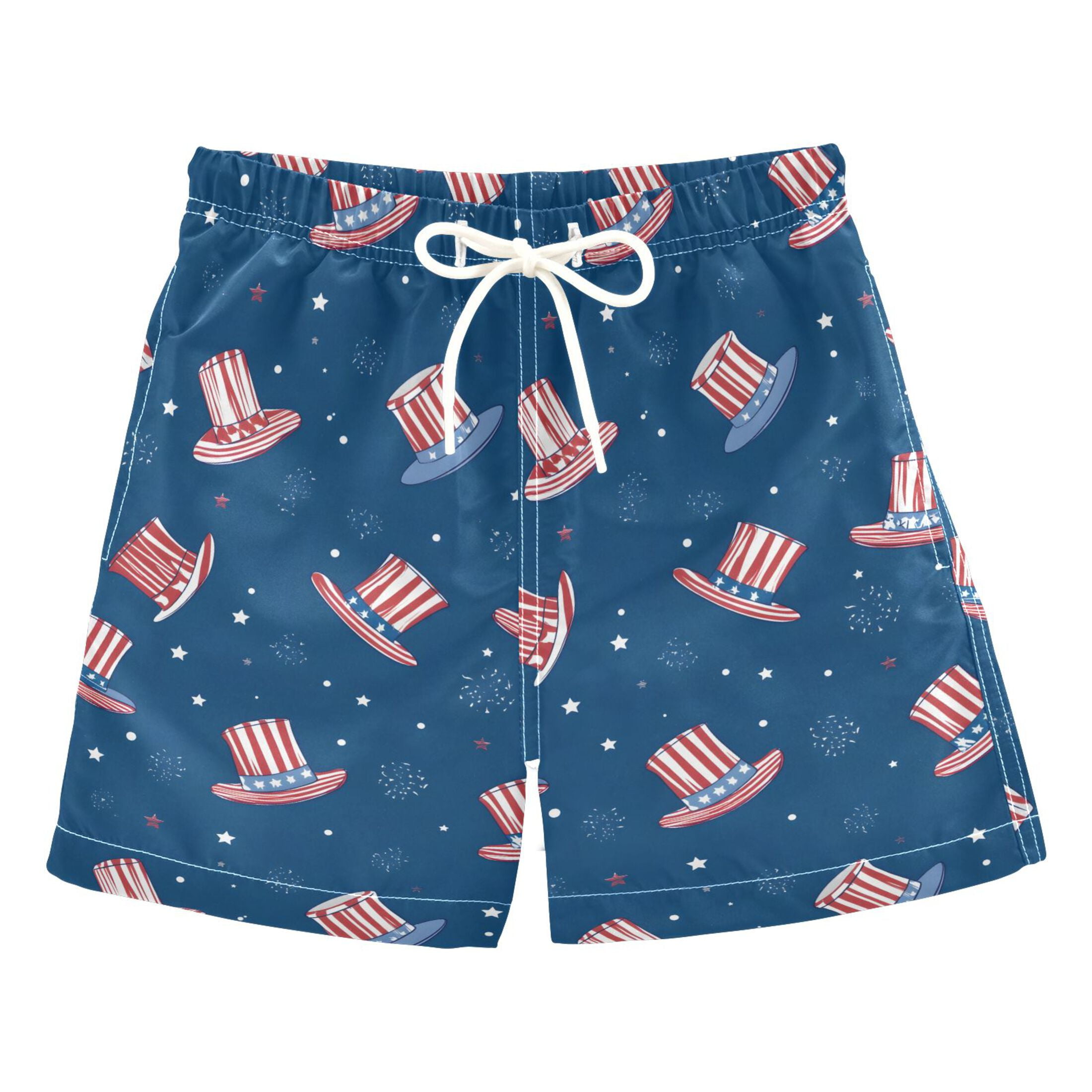 ALAZA Boys Swim Trunks Cartoon Flags Hat Beach Board Shorts Swimsuit ...
