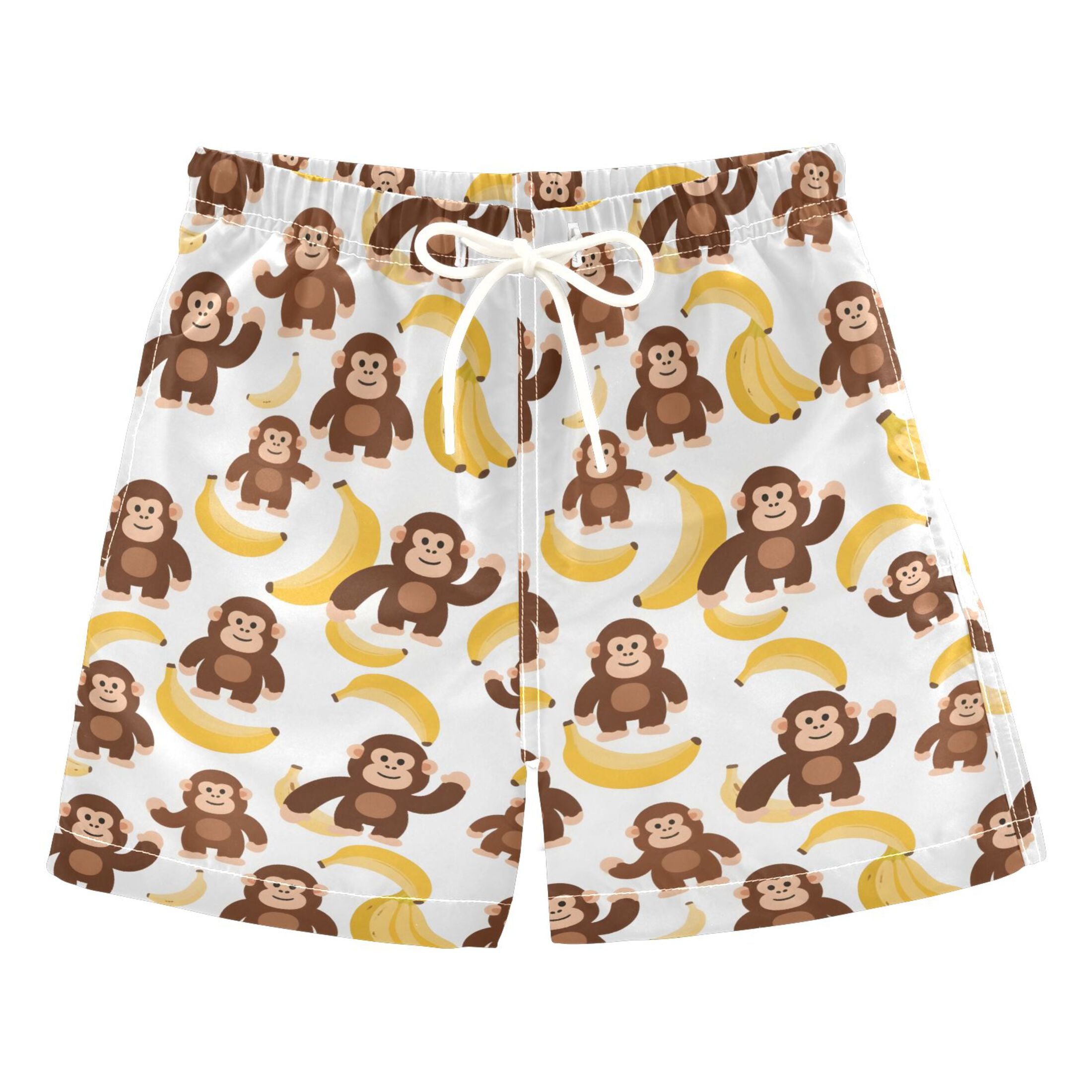 ALAZA Boys Swim Trunks Cartoon Monkey Bananas Cute Beach Board Shorts ...