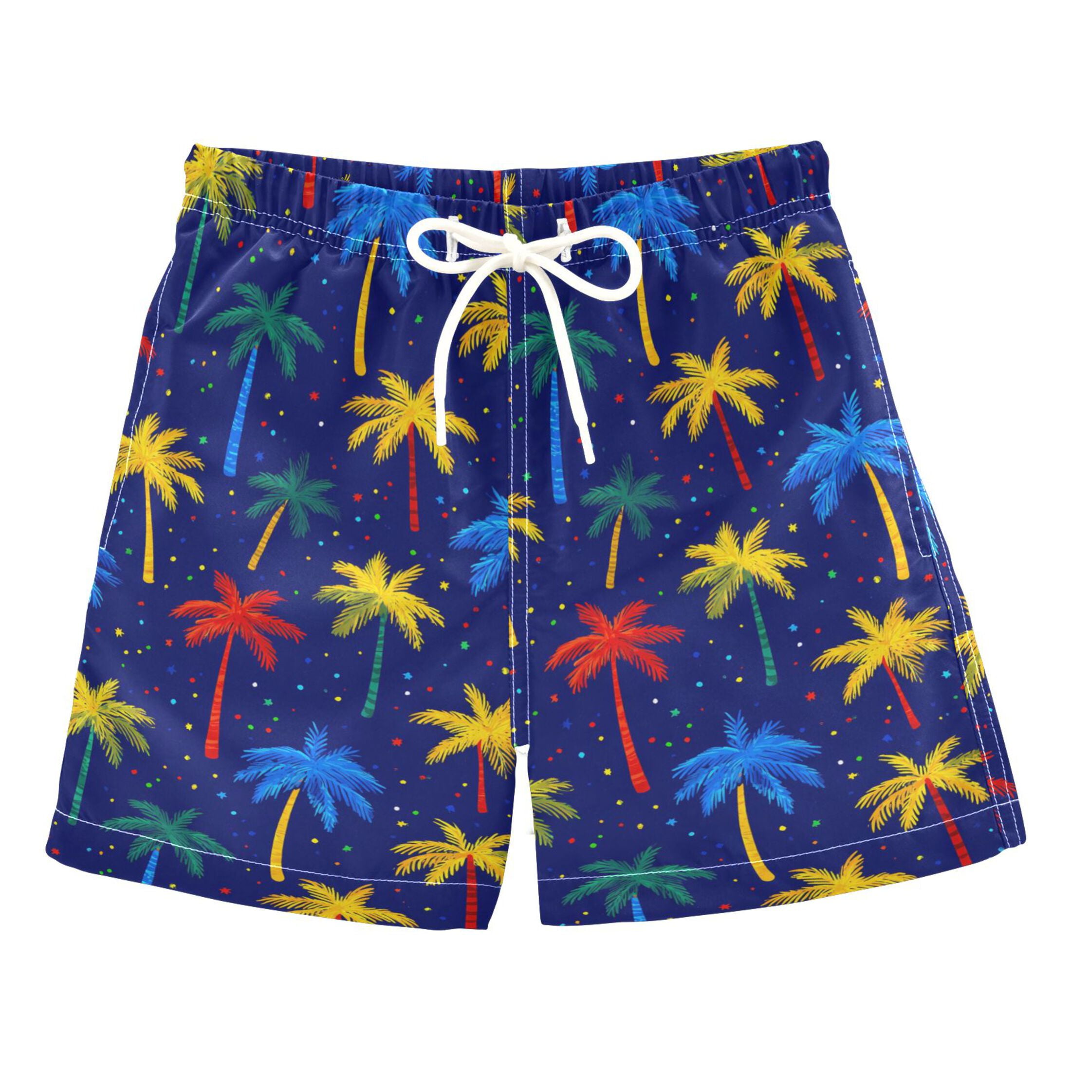 ALAZA Boys Swim Trunks Cartoon Palm Trees Beach Board Shorts Swimsuit ...