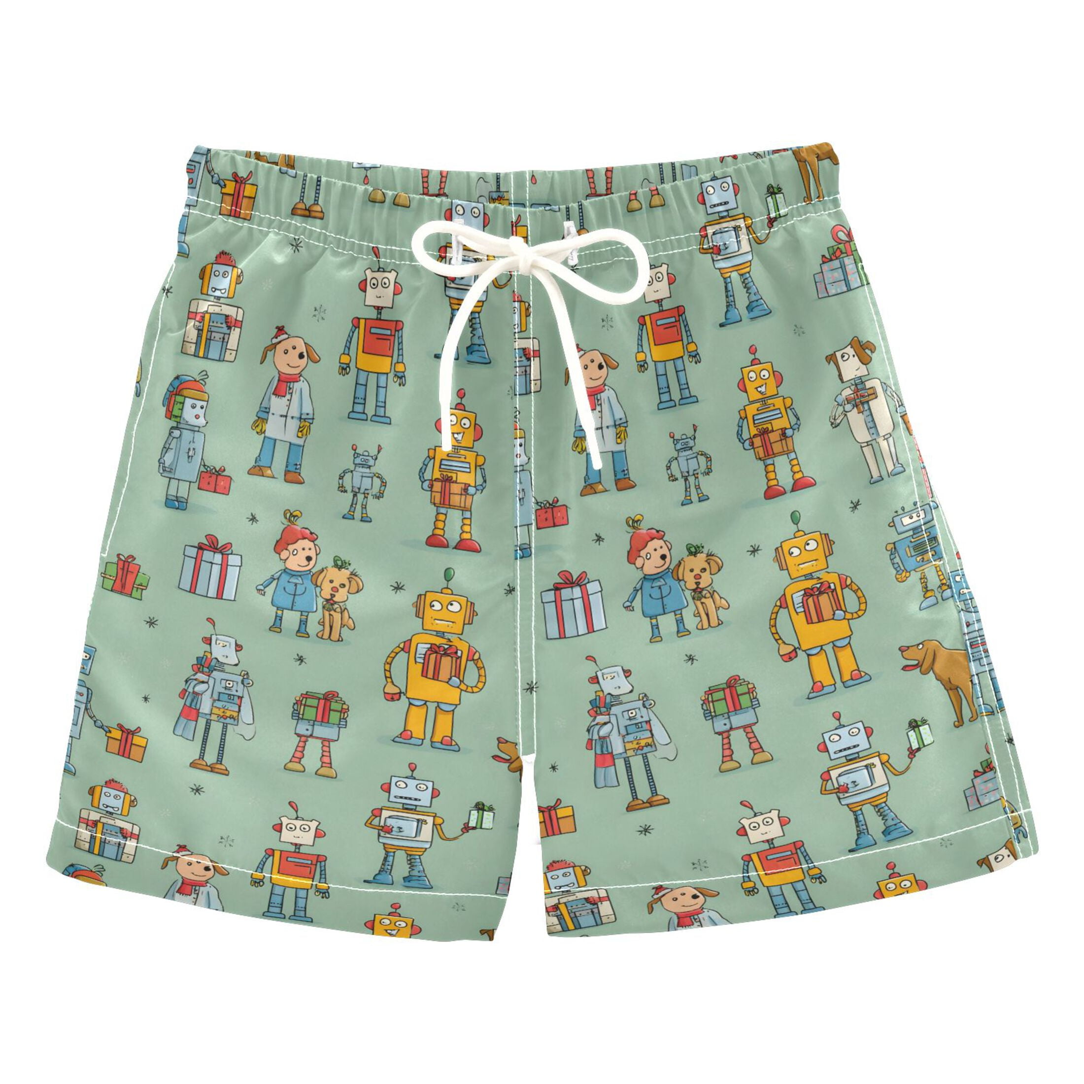 ALAZA Boys Swim Trunks Cartoon Robots Beach Board Shorts Swimsuit ...